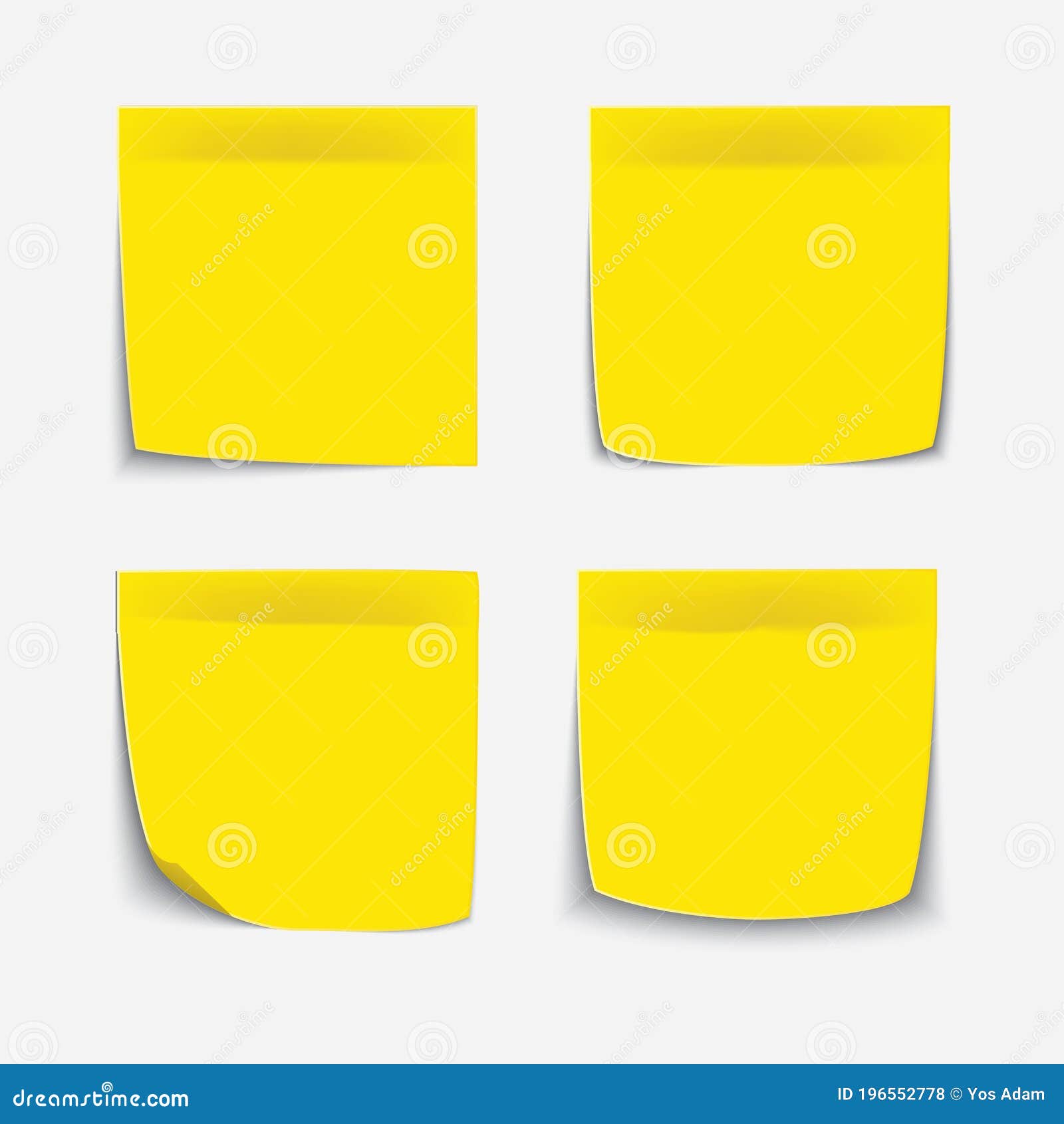 Yellow Sticky Notes Sets Vector Illustration Stock Vector ...