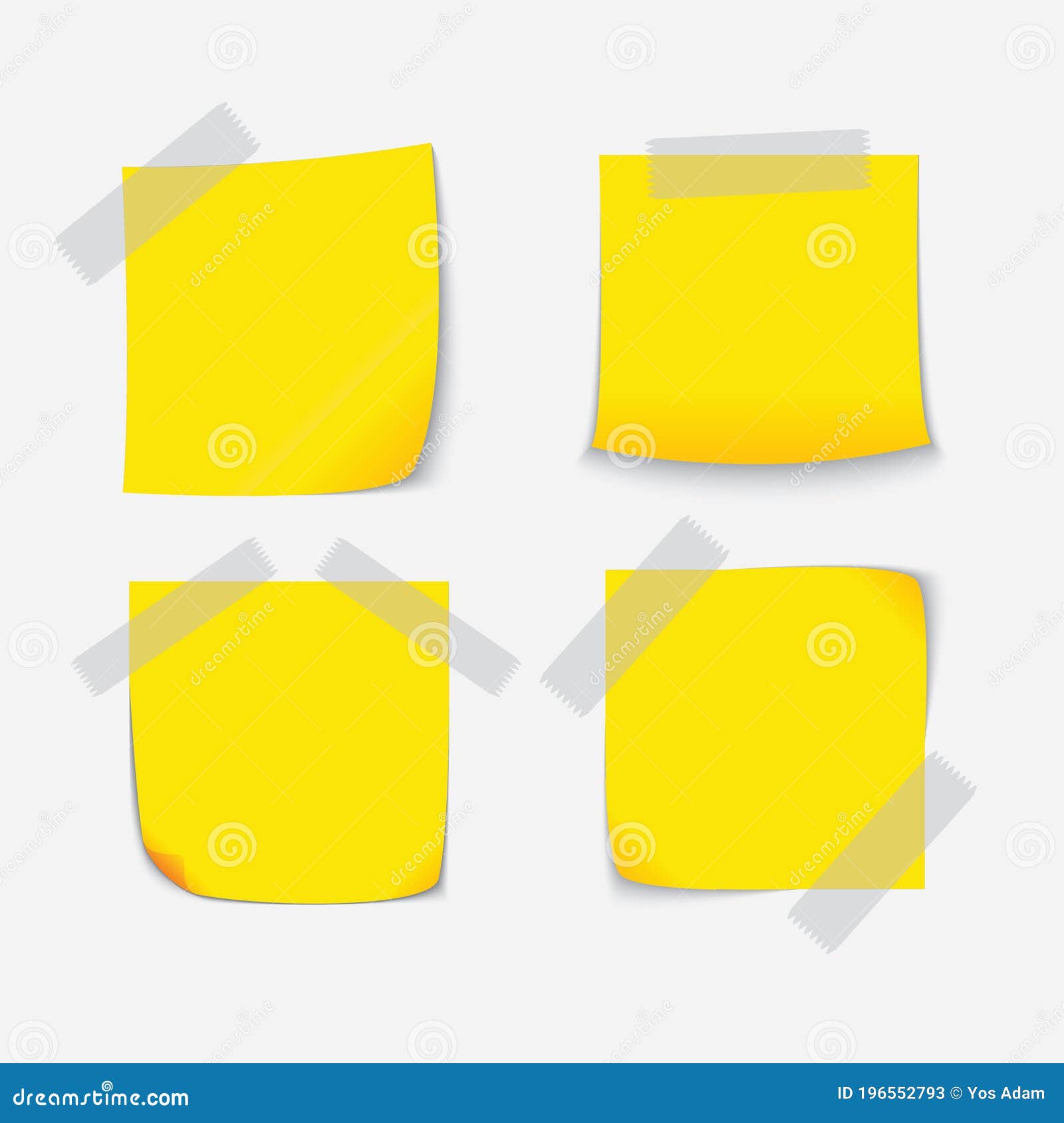 Yellow Sticky Notes Sets Vector Illustration Stock Vector ...