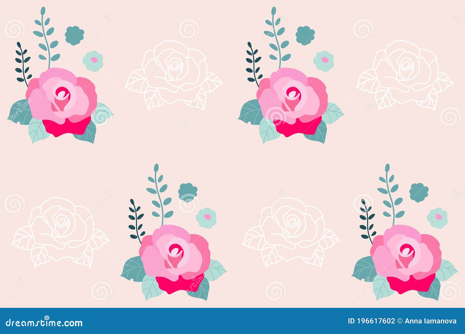 Soft Pink Florals on Rose Background. Pattern Stock Vector ...