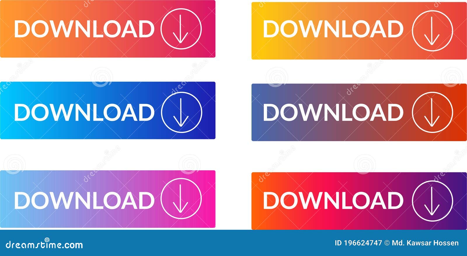 Colorful Download Button Vector Template Website Stock Vector ...