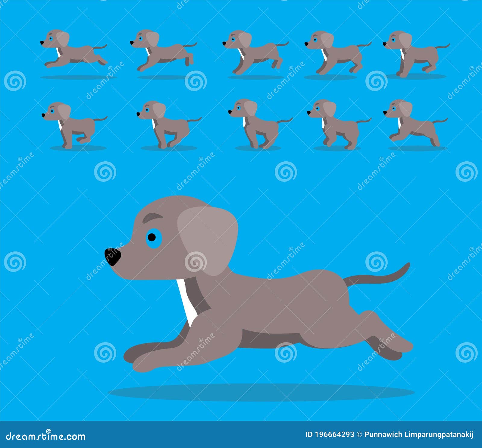 Animal Animation Sequence Dog Blue Lacy Cartoon Vector Stock Vector ...