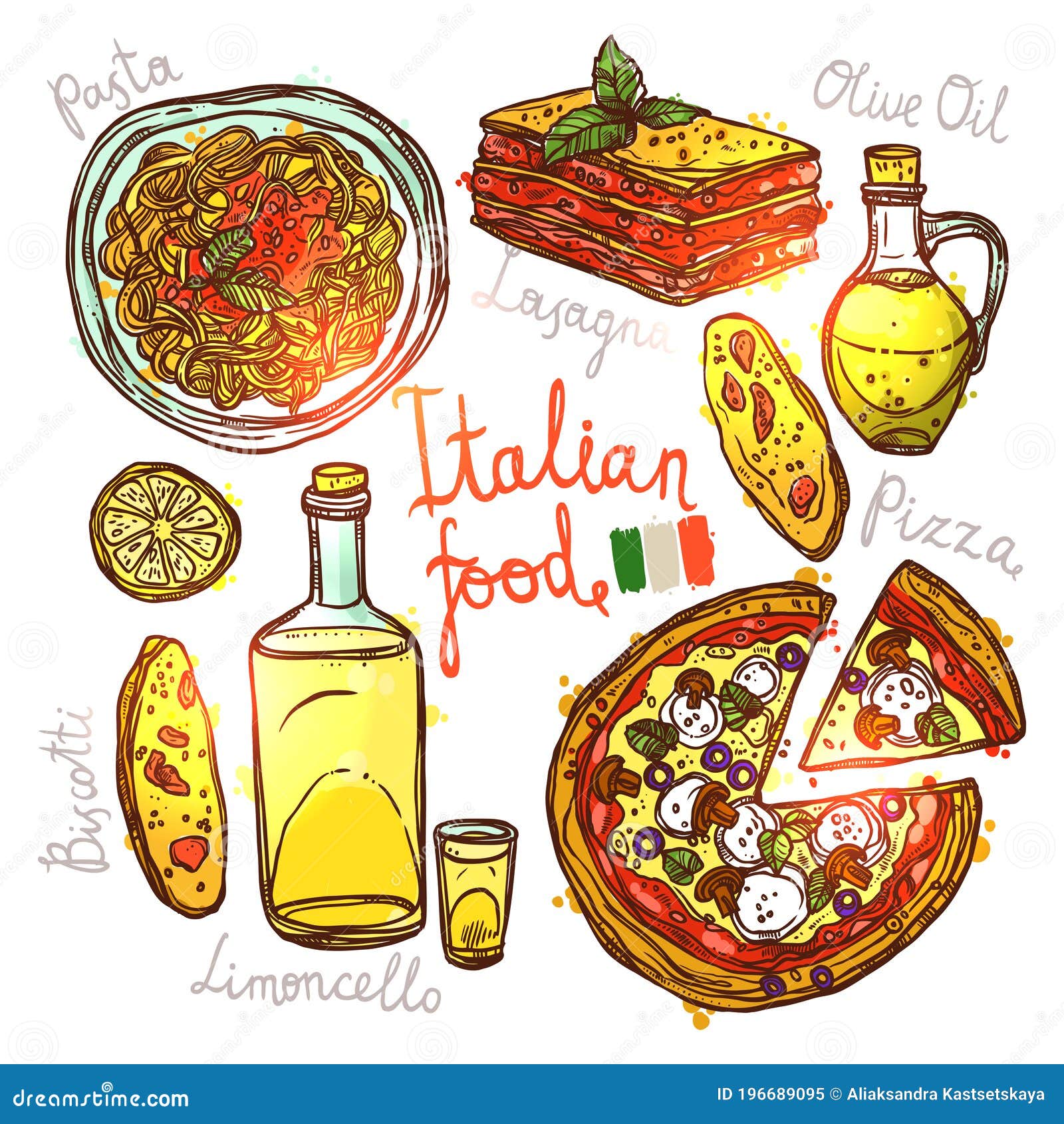 Italian Sketch Hand Drawn Food Stock Vector - Illustration of delicious ...