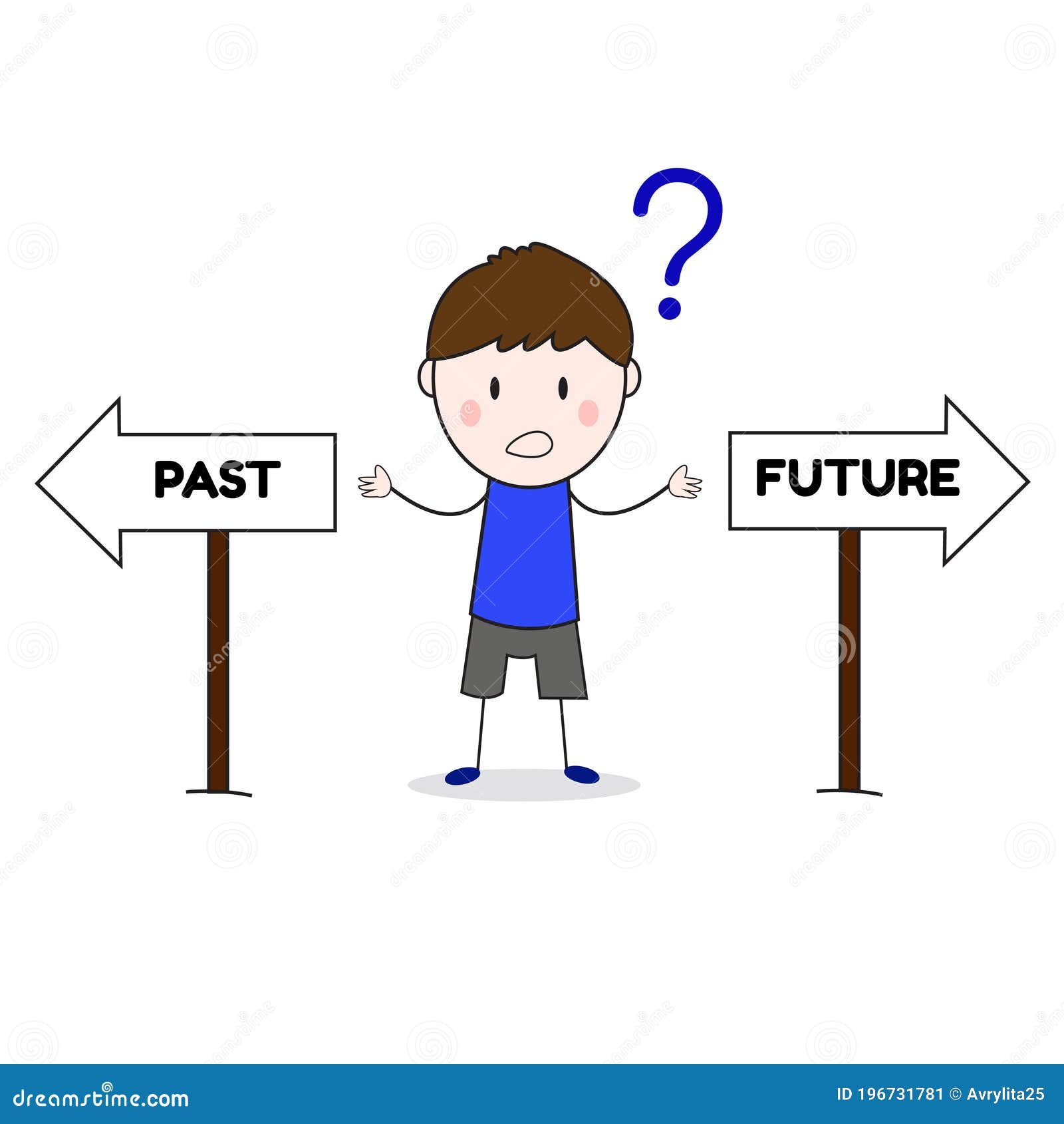 Stickman Confused About Past And Future Doodle Cartoon Illustration ...