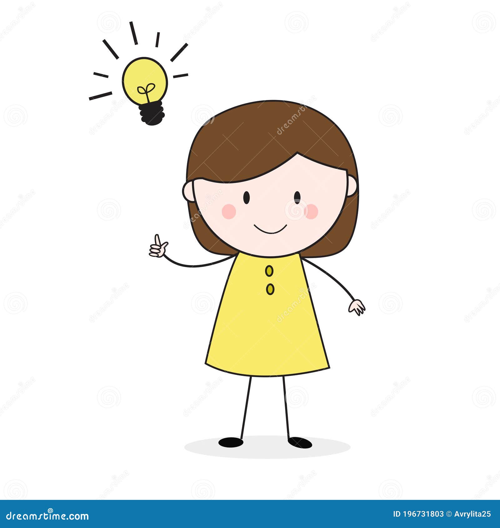 Doodle Girl Got Idea Cartoon Vector Stock Vector - Illustration of ...