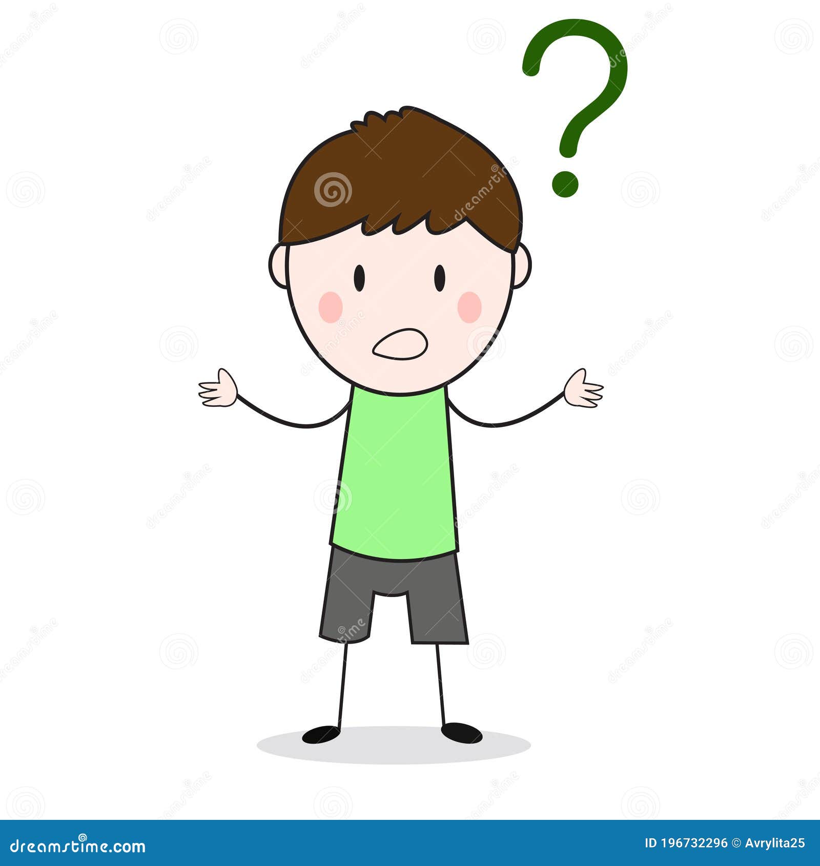 Doodle Stick Figure Confused Green Cartoon Vector Stock Vector ...