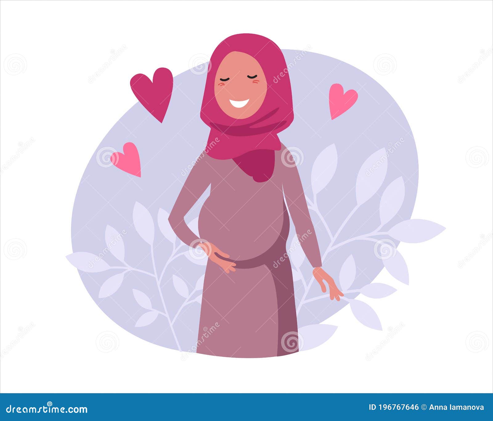 Muslim Pregnant Woman Vector Illustrations Set. | CartoonDealer.com ...