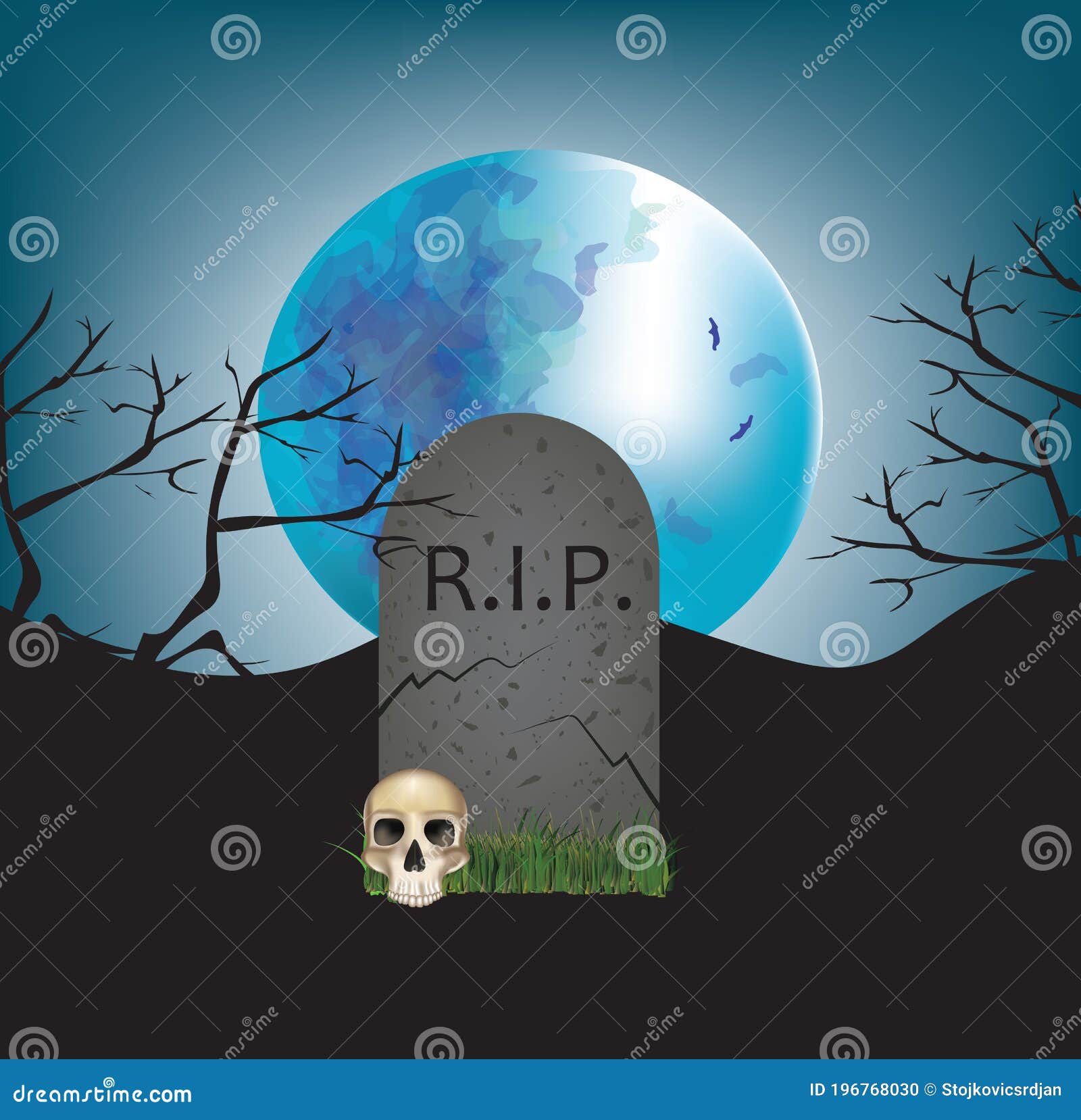 Grave rip with skull stock vector. Illustration of card - 196768030