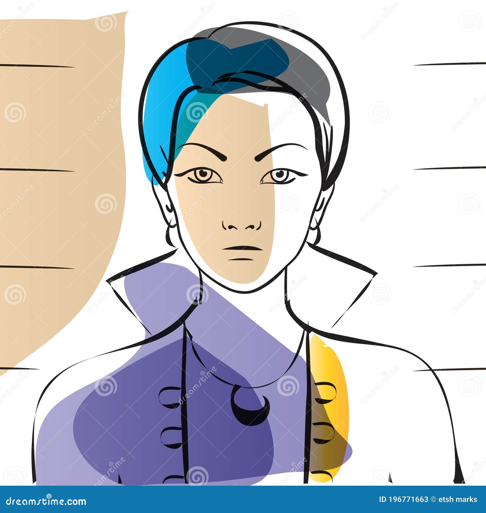 Sketch Portrait of Serious-looking Woman. Editable Vector File. Stock ...