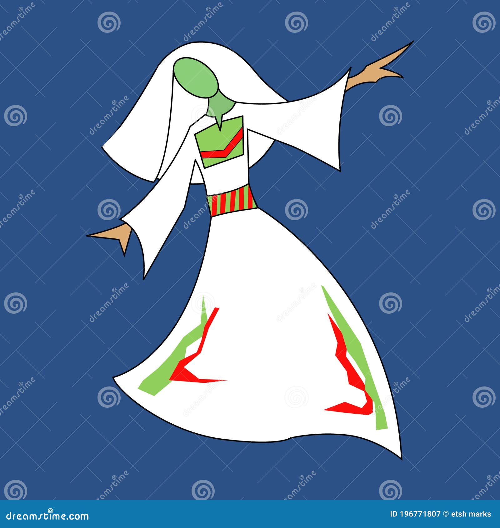 Vector Illustration of a Folklore Dancer in Traditional Palestinian ...