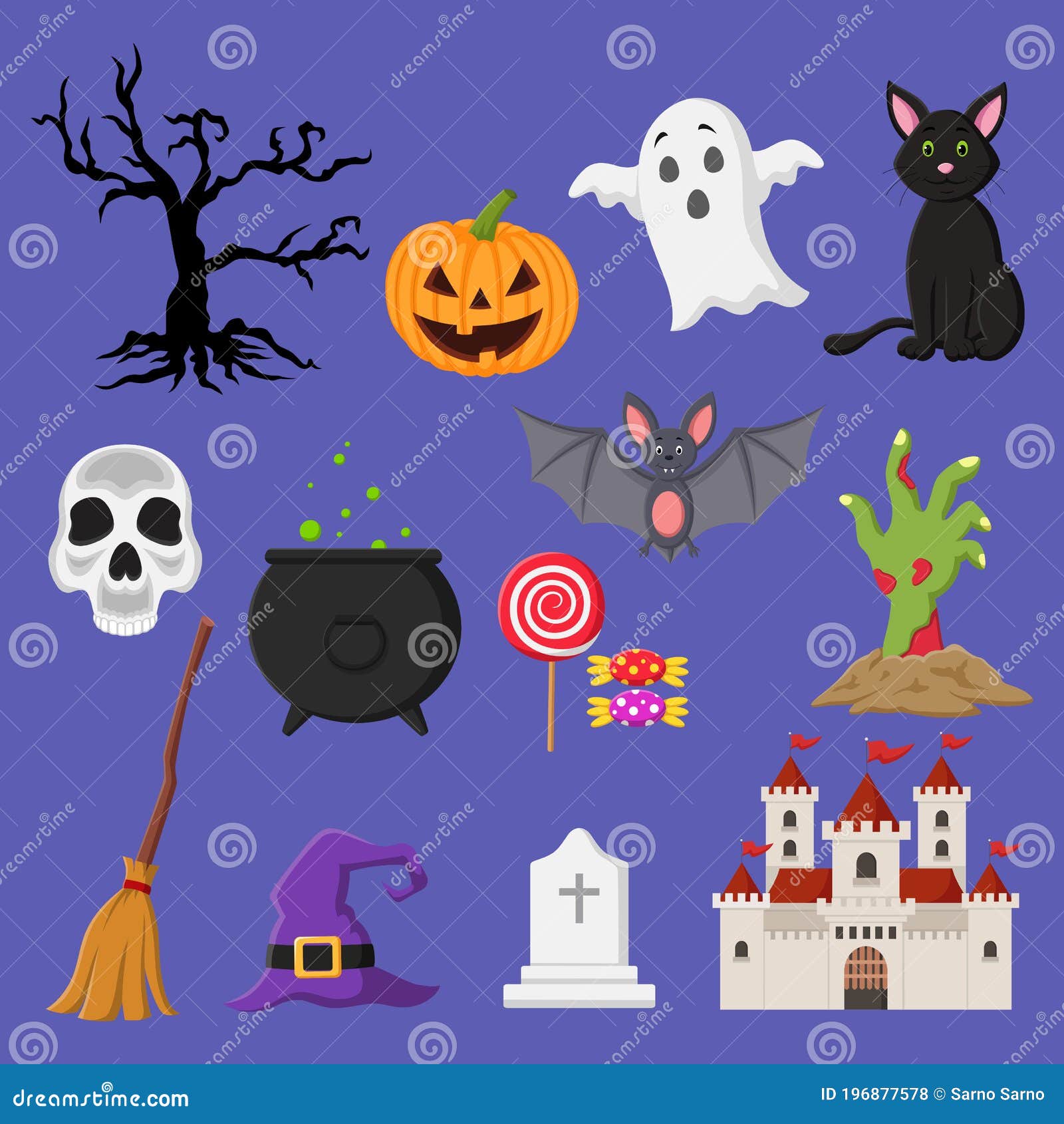 Set of Halloween Related Objects and Creatures Icons Stock Vector ...