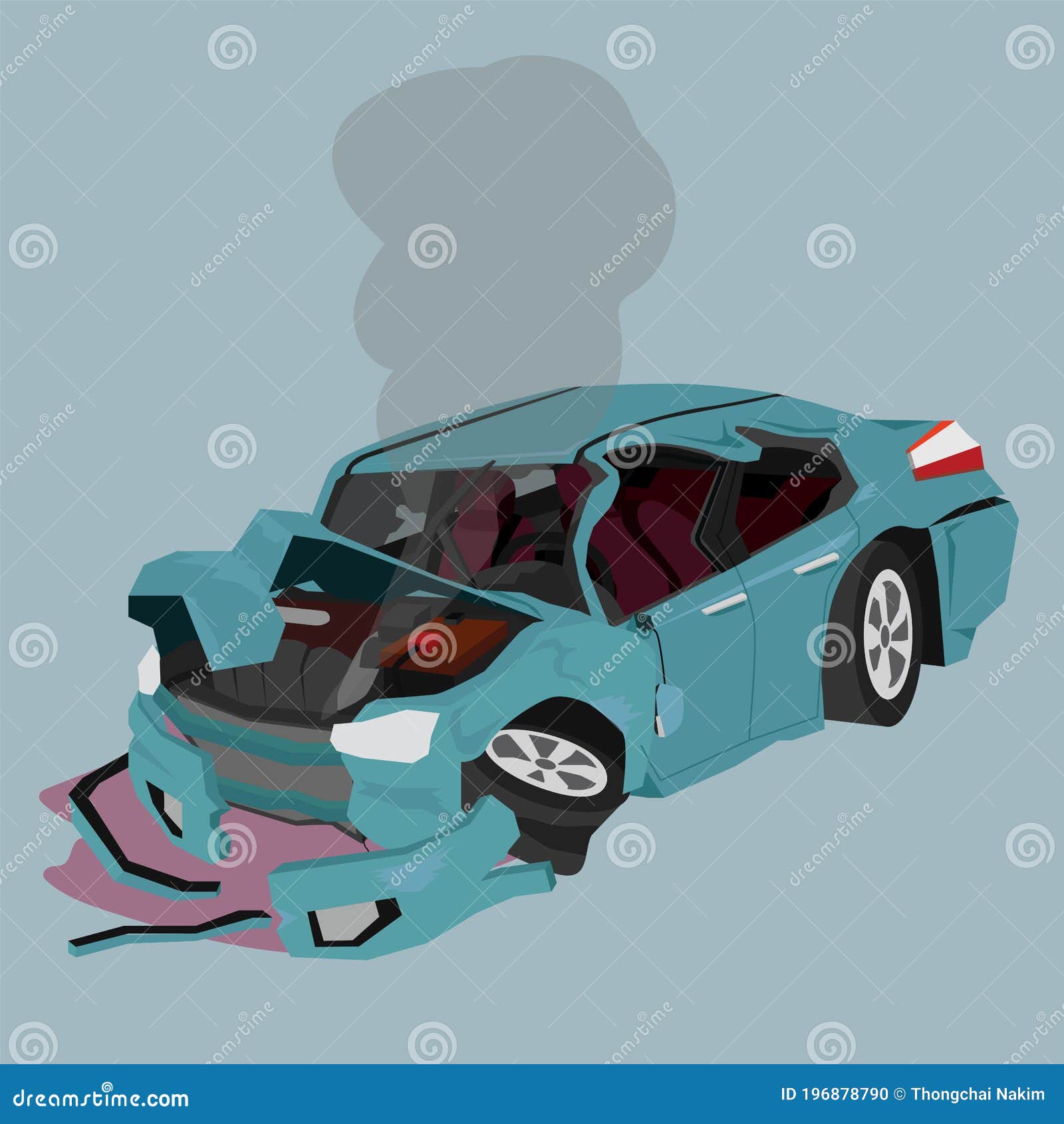 Severely Damaged Car After Accident With Crumpled Body And Roof, Likely ...