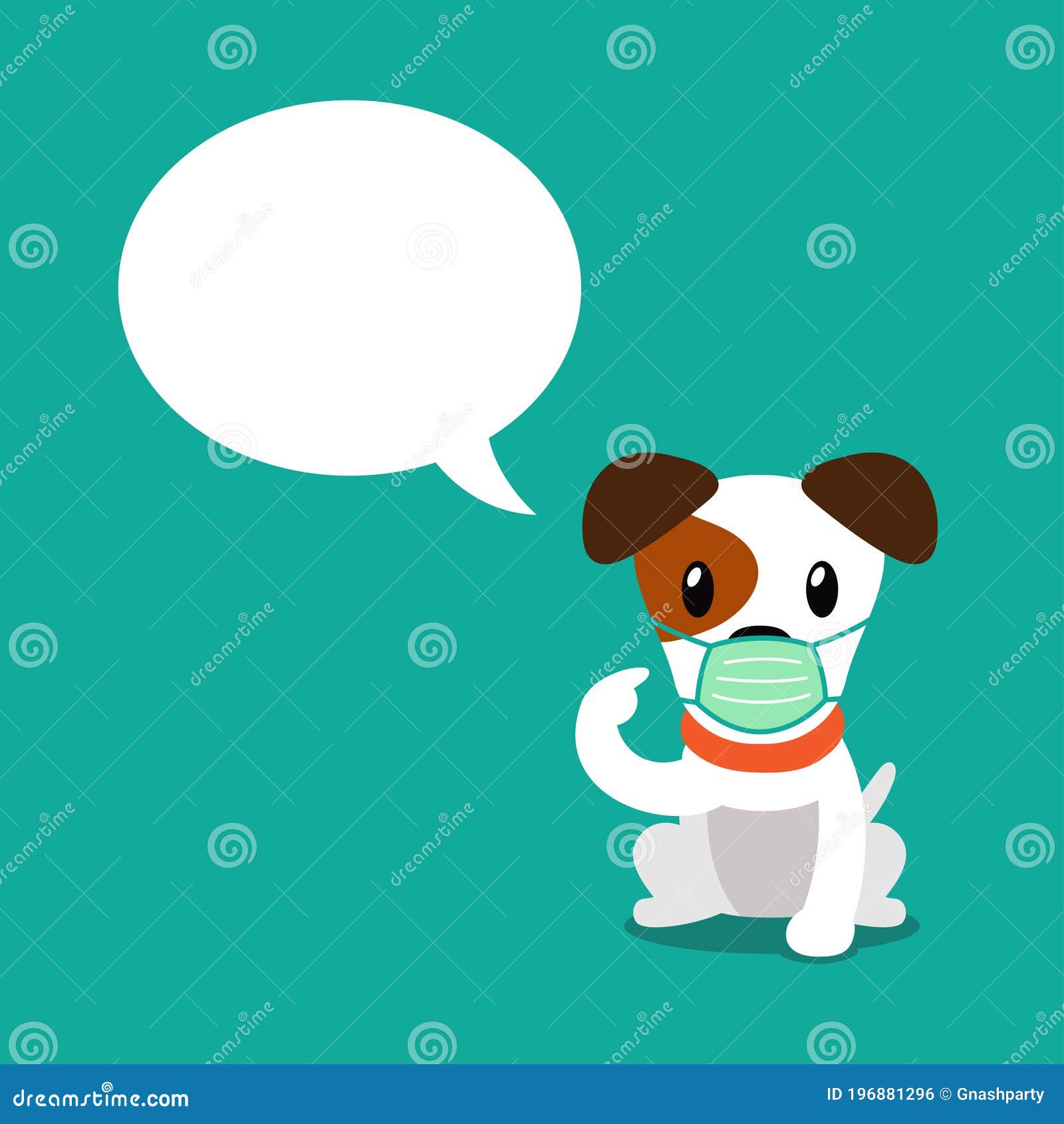 Cartoon Character Jack Russell Terrier Dog Wearing Protective Face Mask ...