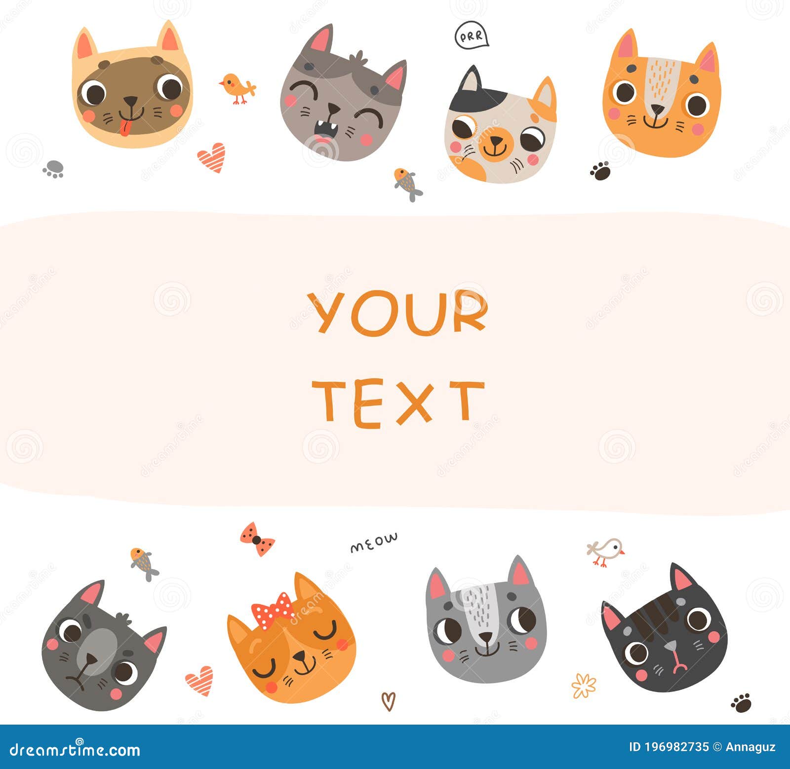 Cute Background for Text with Cats. Stock Vector - Illustration of ...
