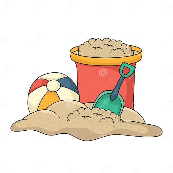 Cute Kids Sand Playing Tool Beach Toys Summer Vector Illustration Stock ...