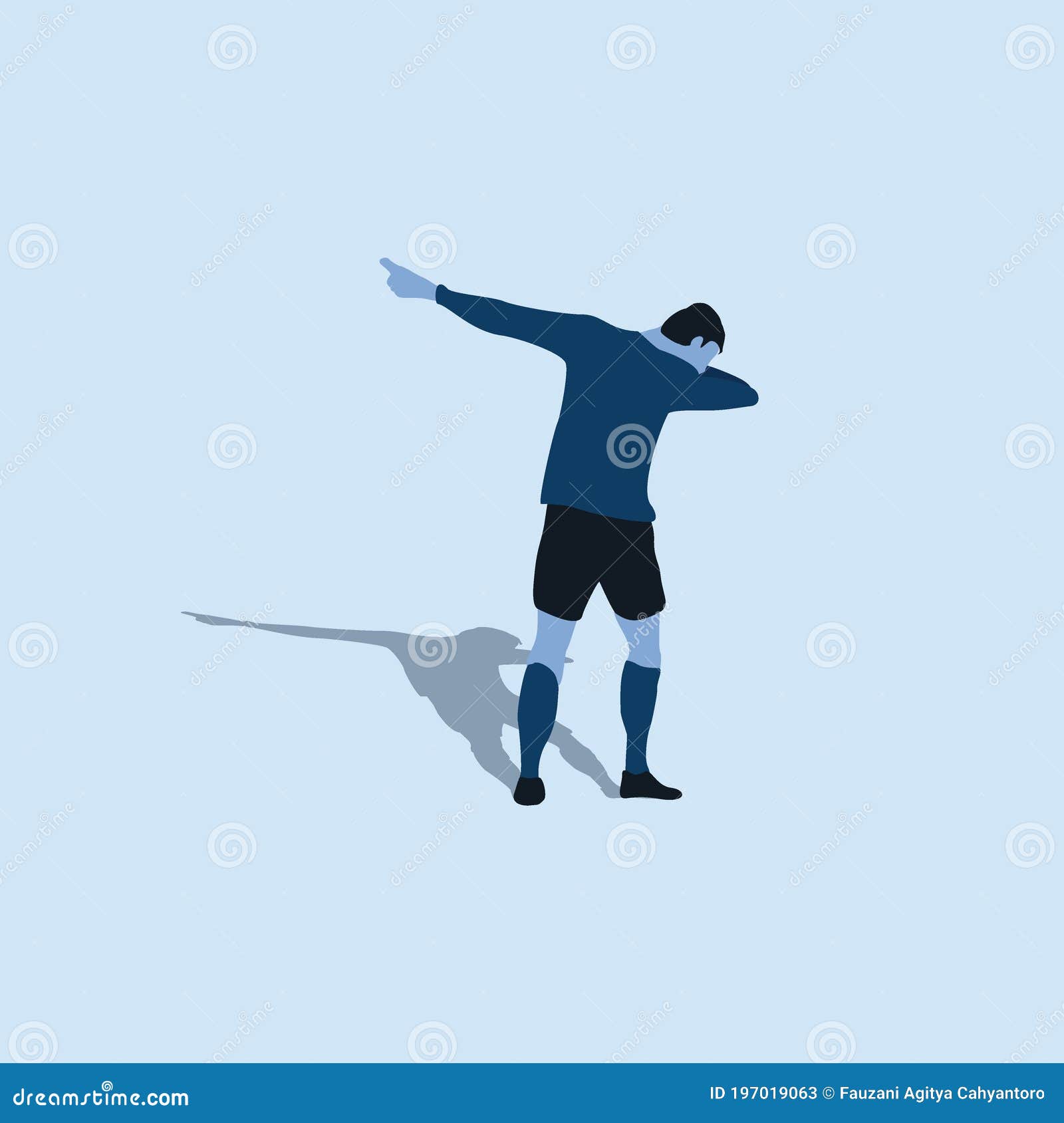 Dab Goal Celebration Back View - Two Tone Flat Illustration Stock ...