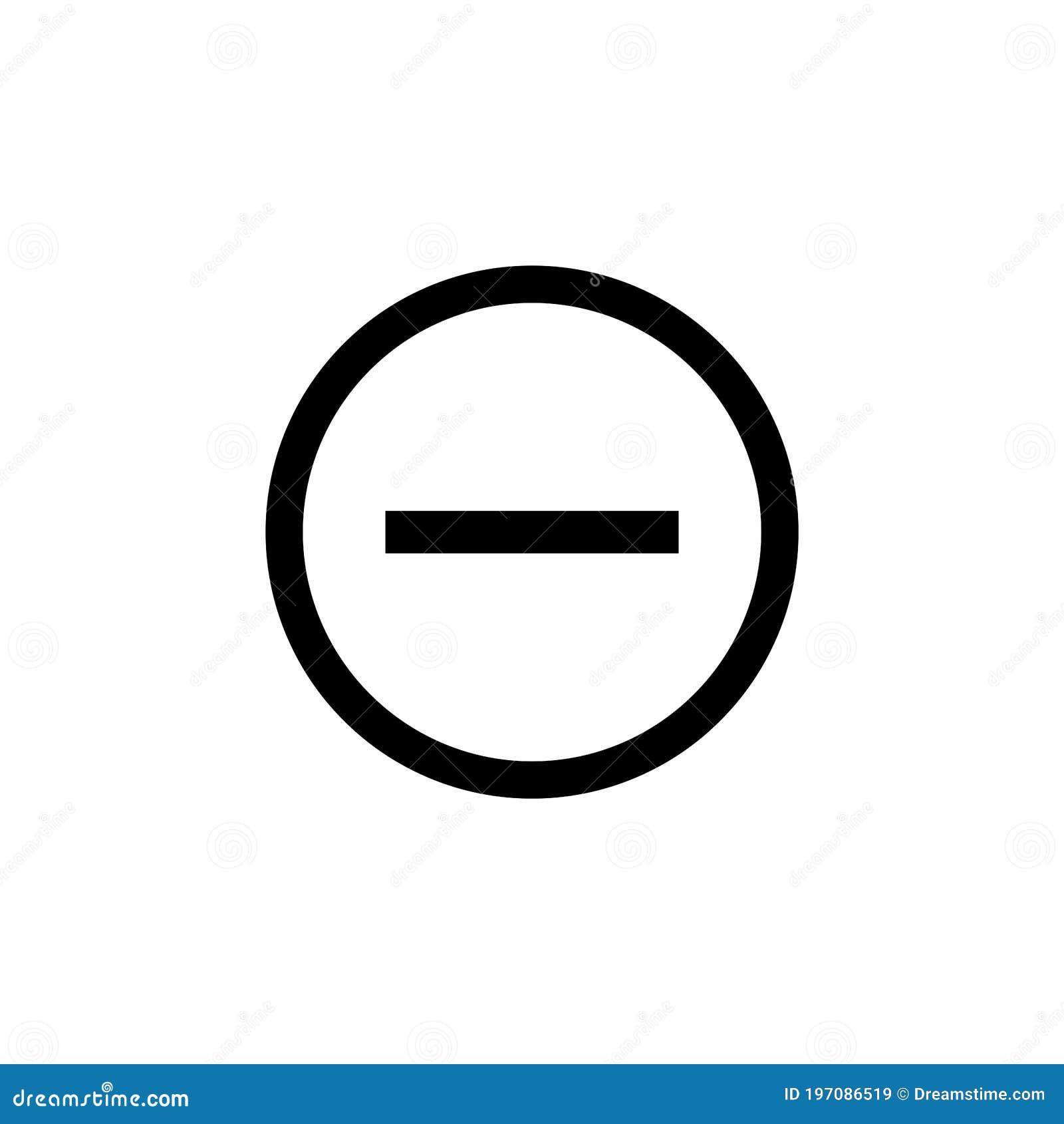 Minus sign icon black stock vector. Illustration of button - 197086519