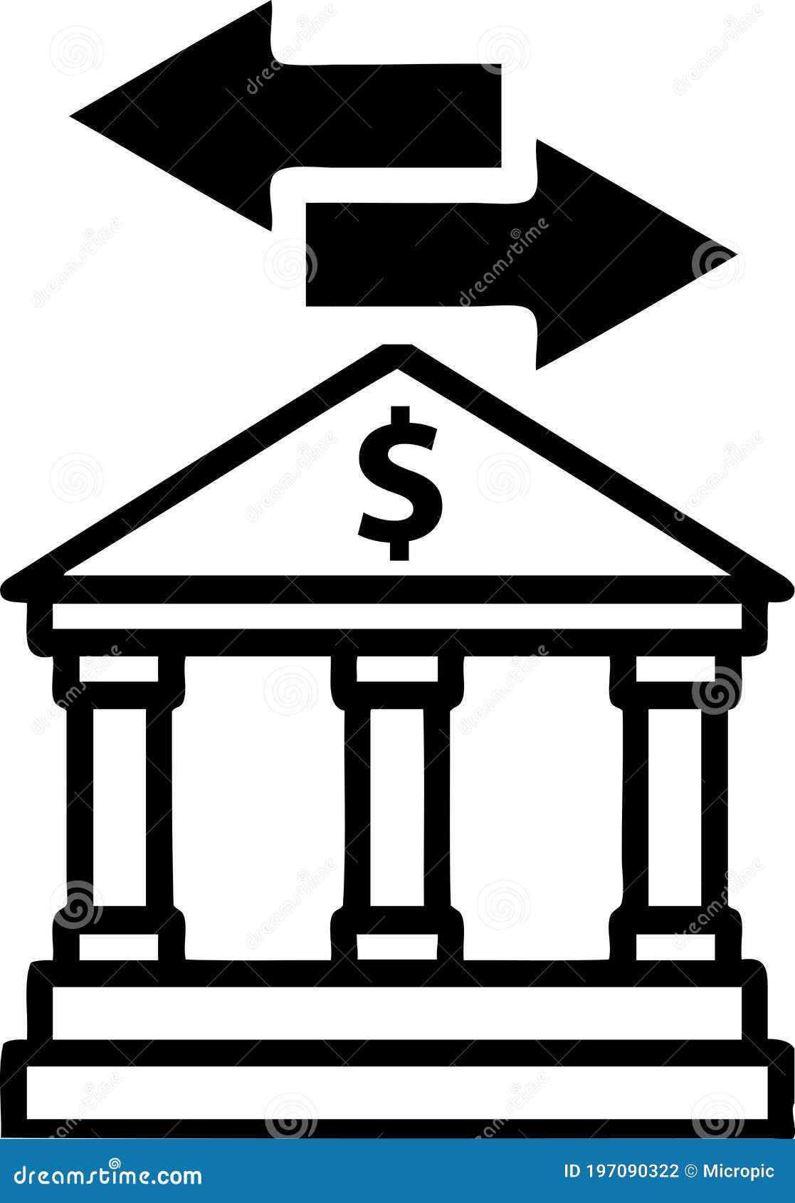 Bank Transfer with Bank Symbol and Transfer Arrows Symbol Stock Vector ...