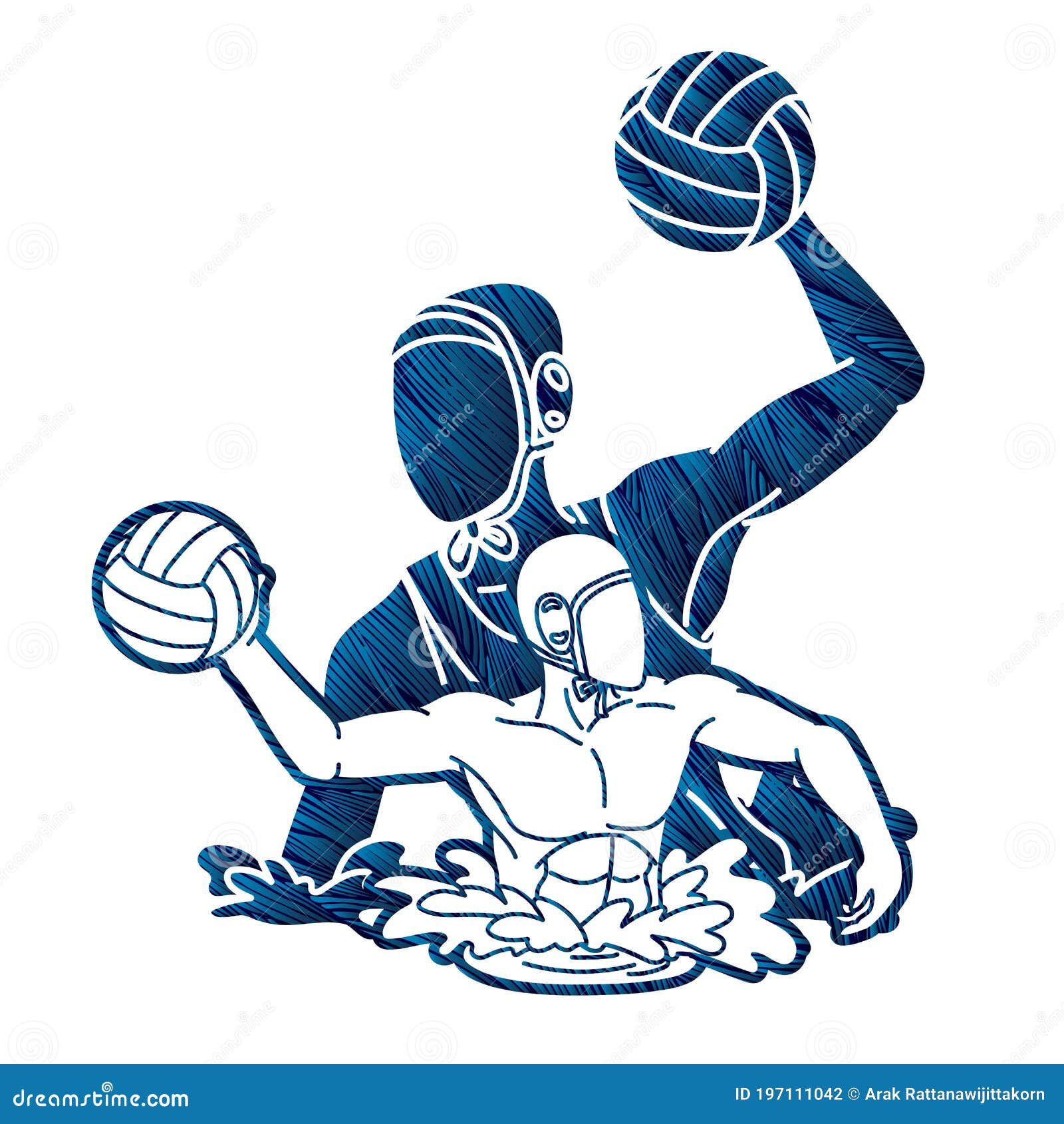 Group of Water Polo Players Action Cartoon Graphic Vector Stock Vector ...