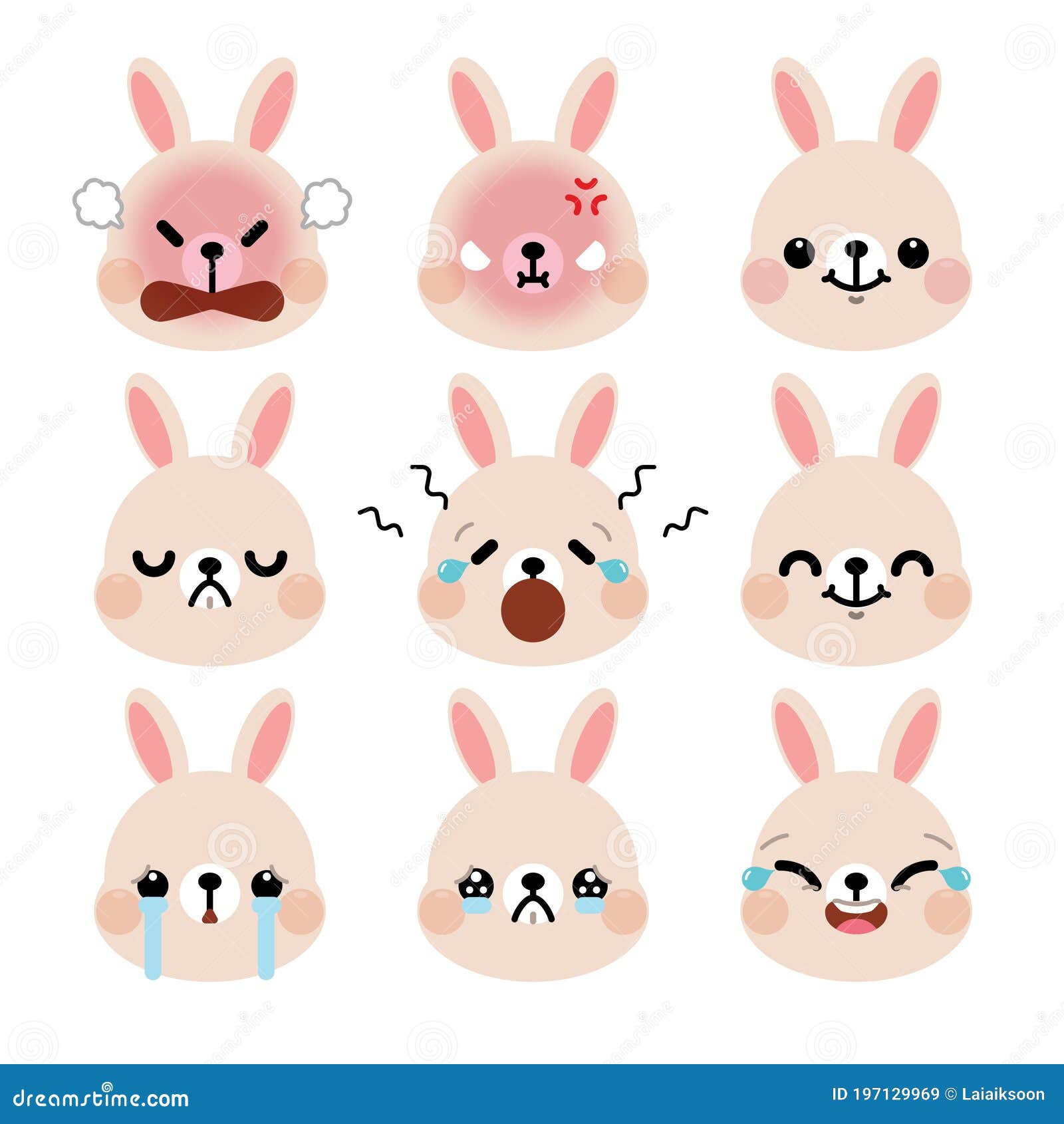 Rabbit Sad Emoji. Hare Sorrowful Emotions. Animal Dull. Vector I ...