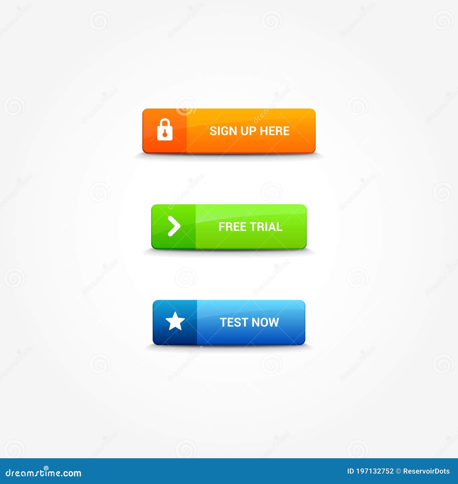 Sign Up, Free Trial & Test Now Buttons Stock Vector - Illustration of ...