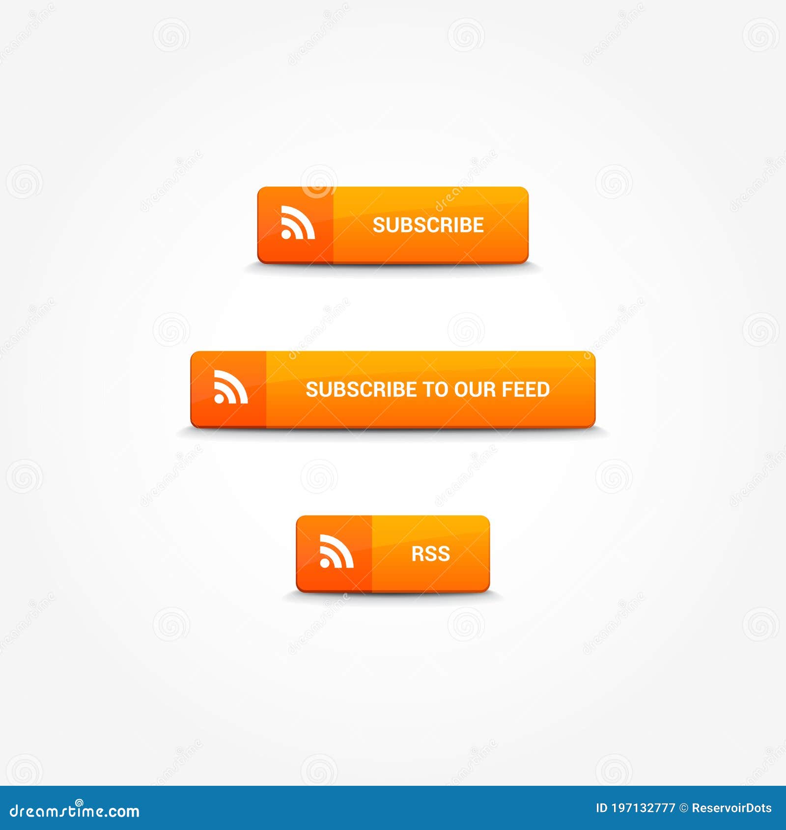 Subscribe RSS Buttons stock vector. Illustration of online - 197132777