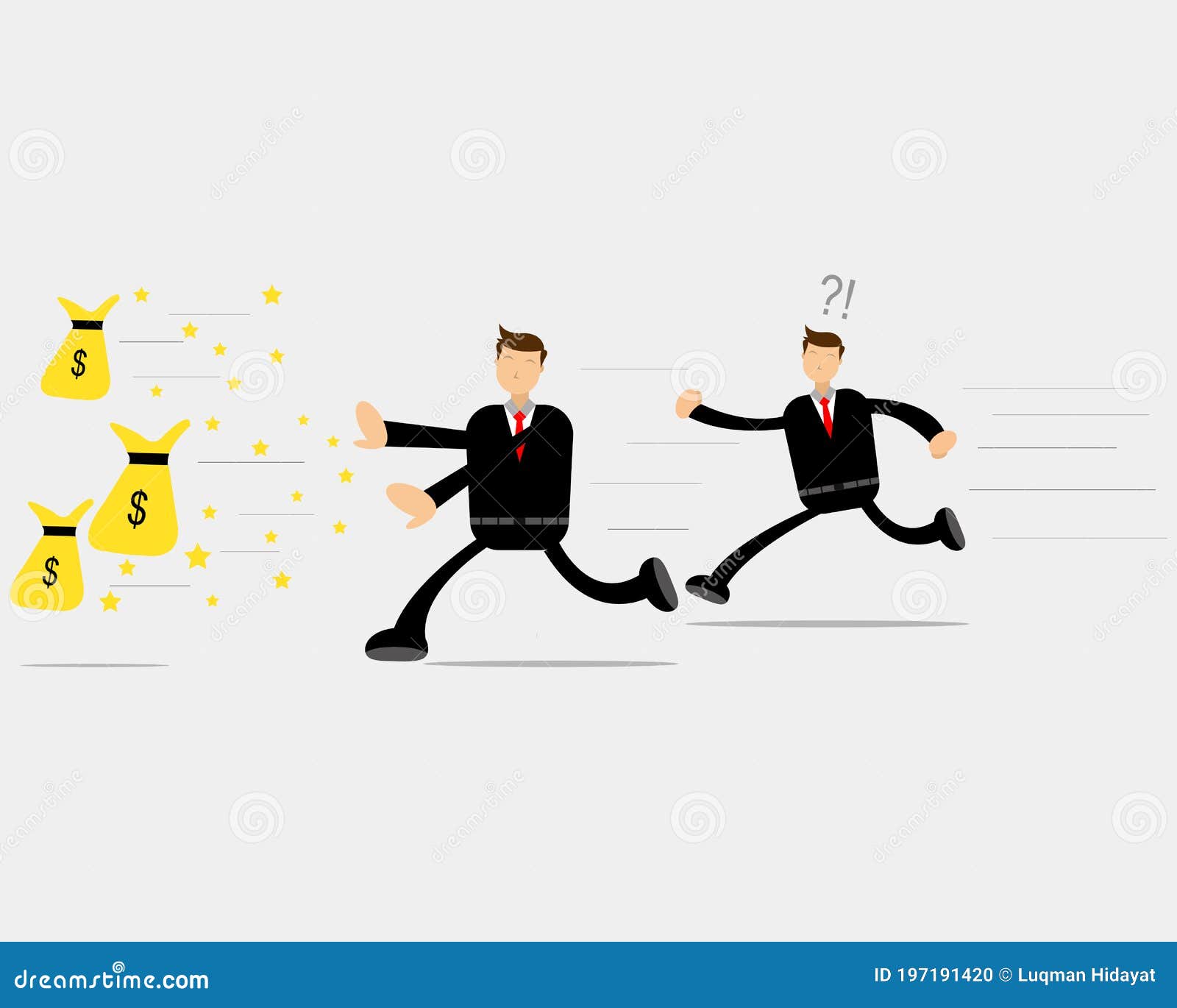Illustration Cartoon Character of Businessman Competing To Earn Money ...