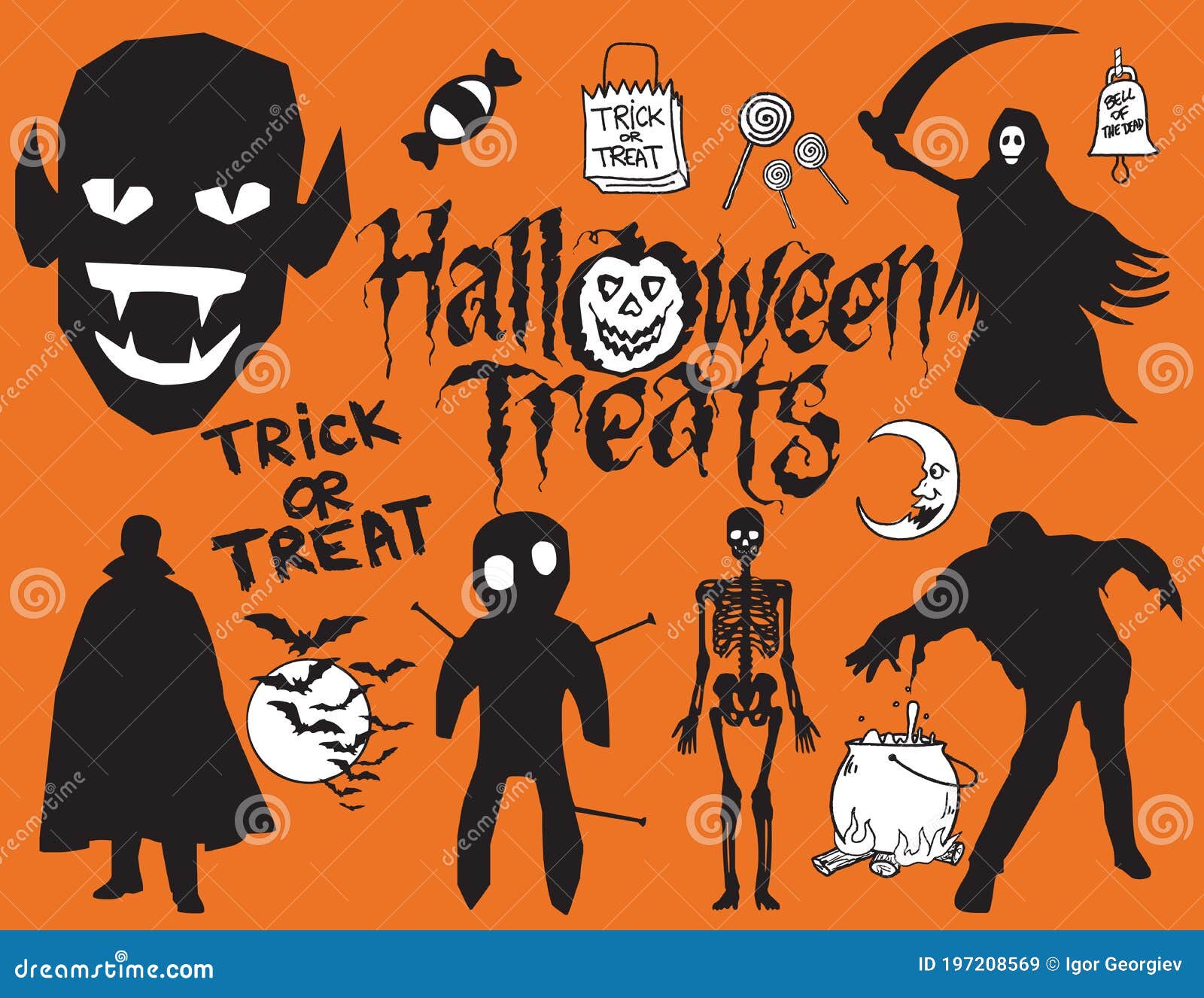 Set of Halloween Horror Labels and Elements. Vector Set Illustration ...