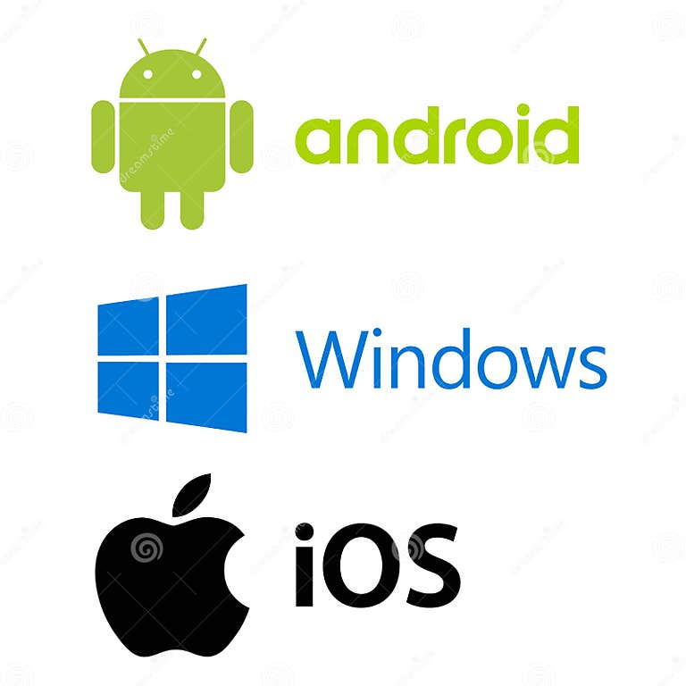 Set of Top Brand Operating System Logos. Isolated on White Background ...
