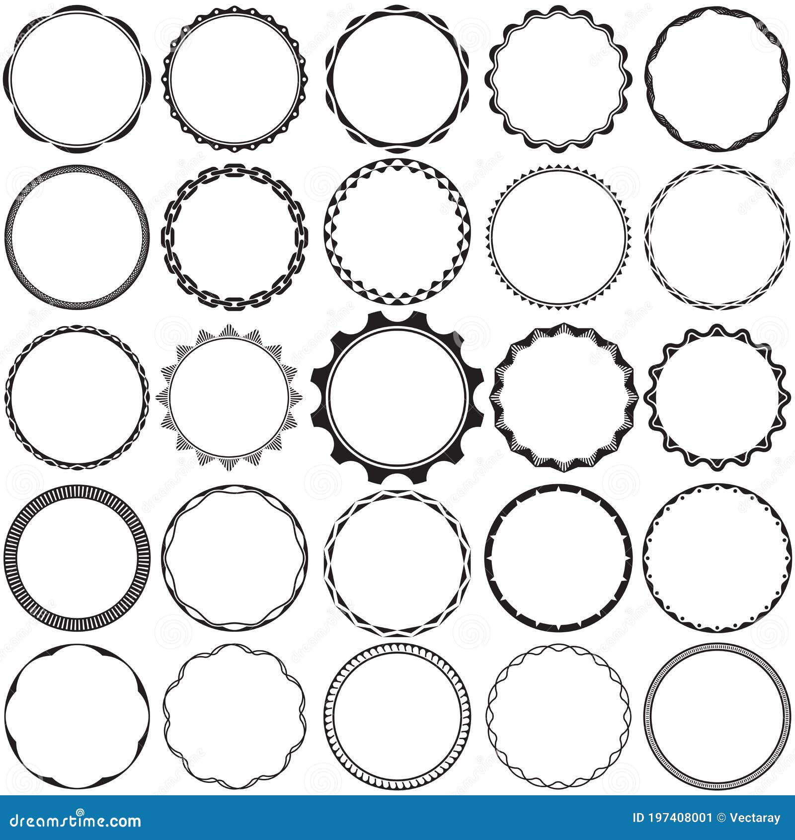Collection of Round Decorative Border Frames with Clear Background ...