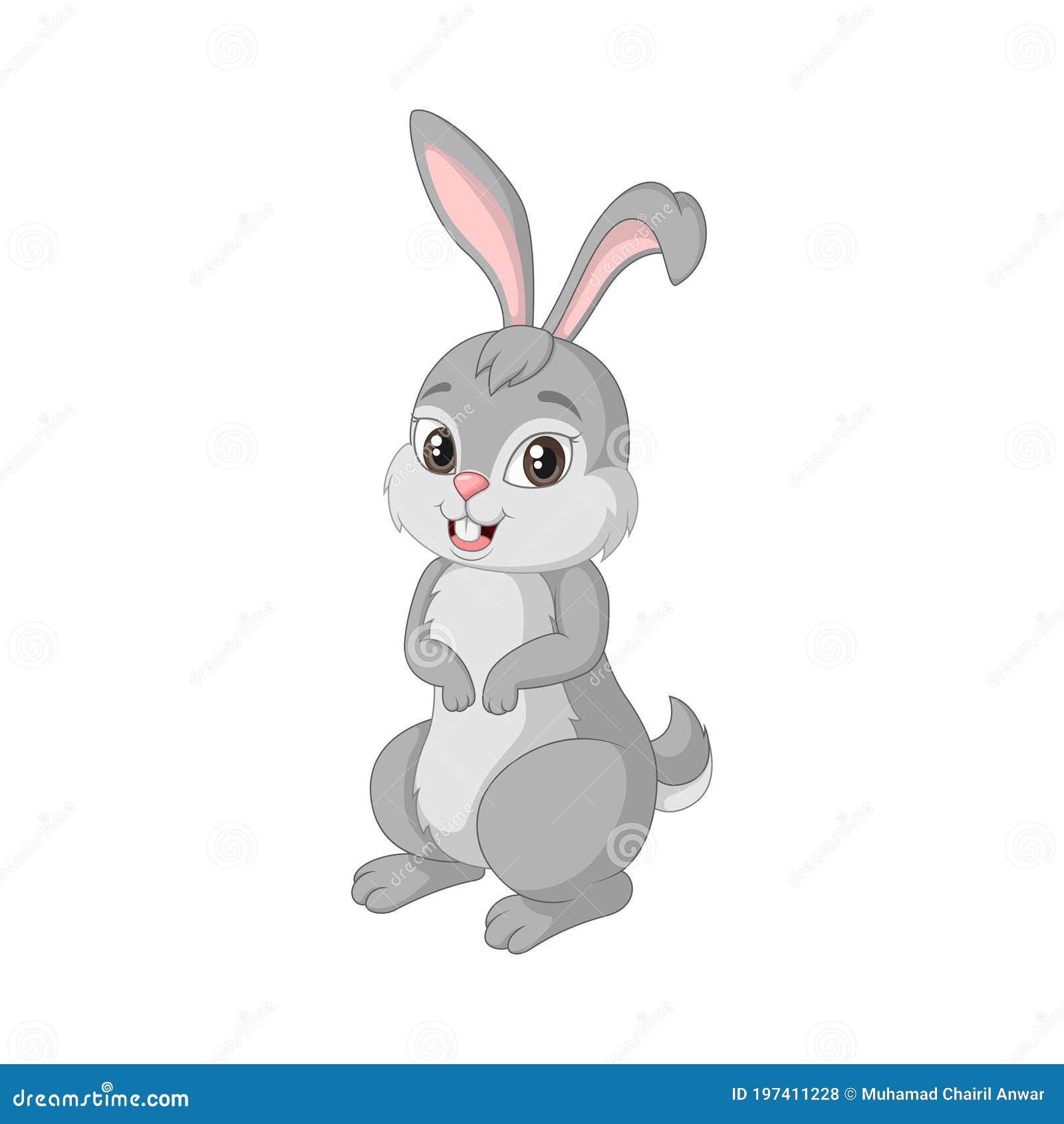 Cute Rabbit Cartoon Standing on White Background Stock Vector ...