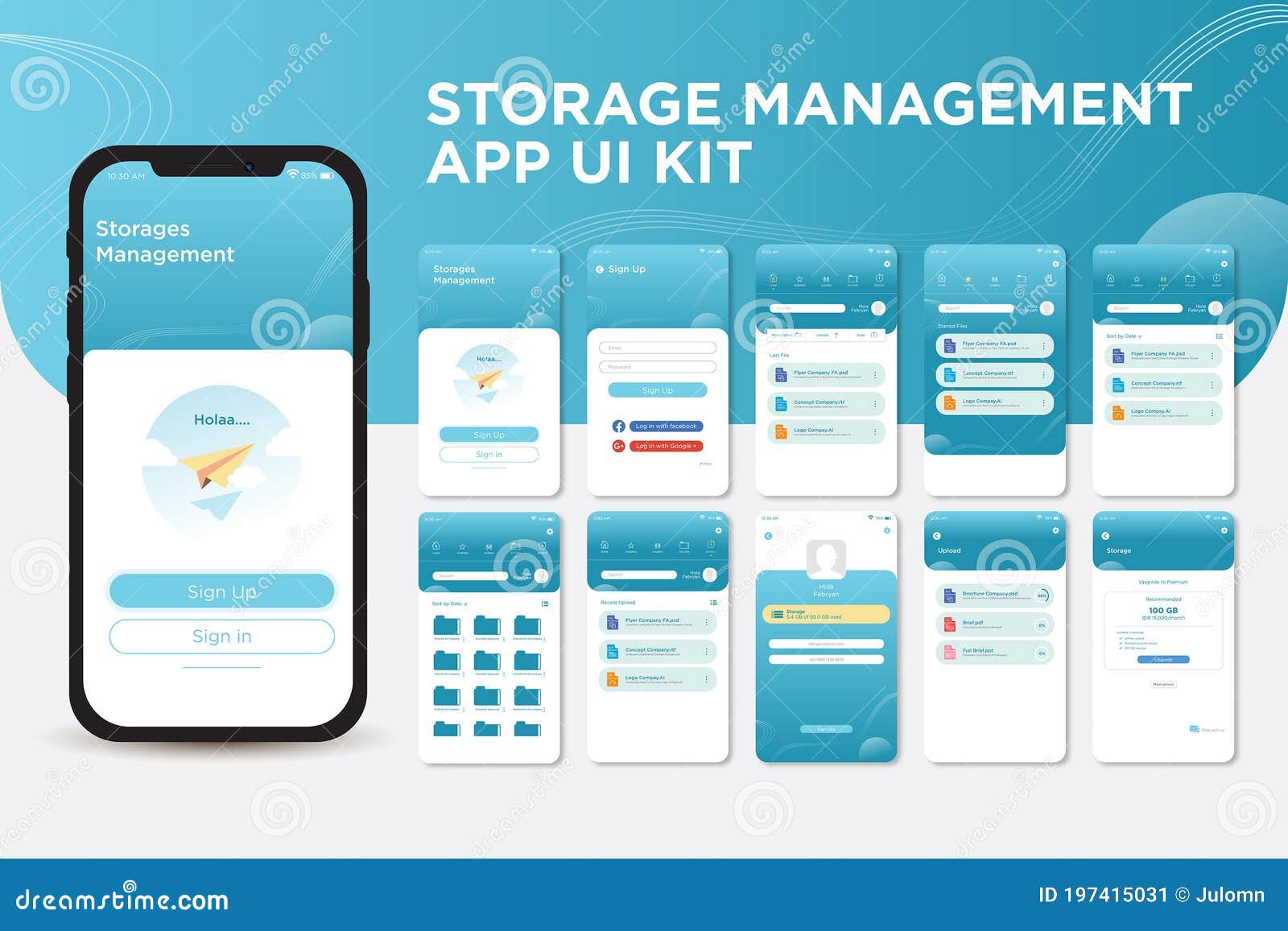 Storage Management App UI Kit Template Stock Illustration ...