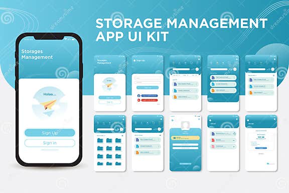 Storage Management App UI Kit Template Stock Illustration ...