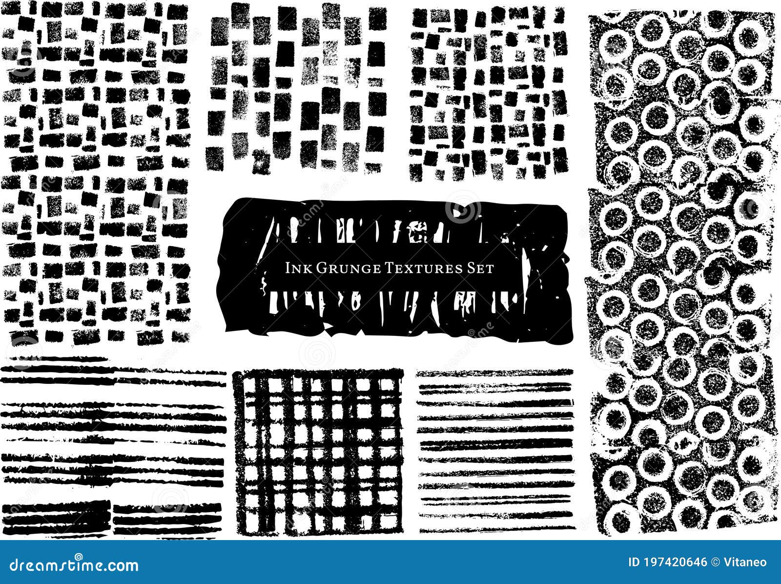 Set of Vector Scratch Ink Textures. Stock Vector - Illustration of ...