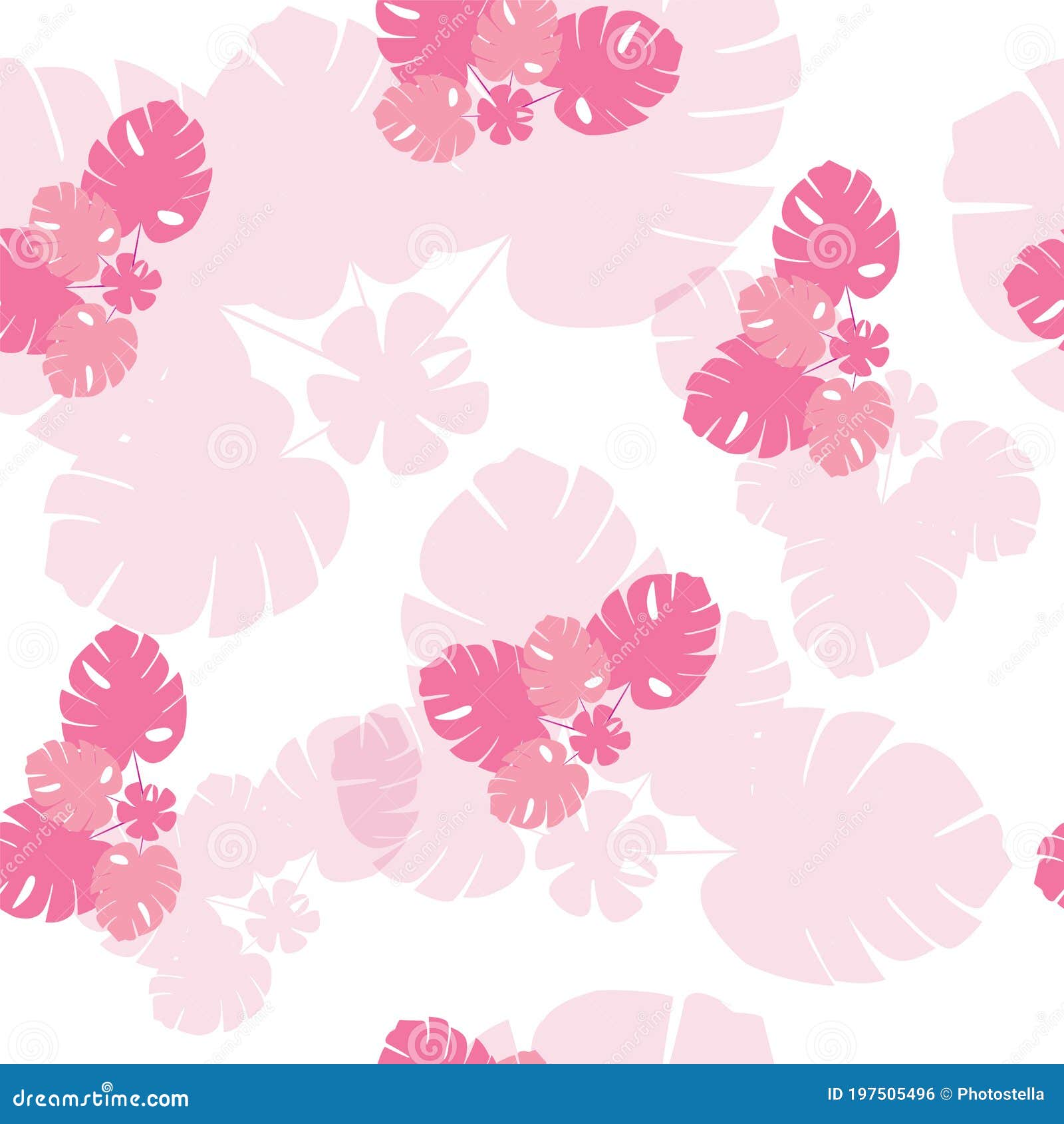 Seamless Pattern with Pink Tropical Leaves Vector Stock Vector ...