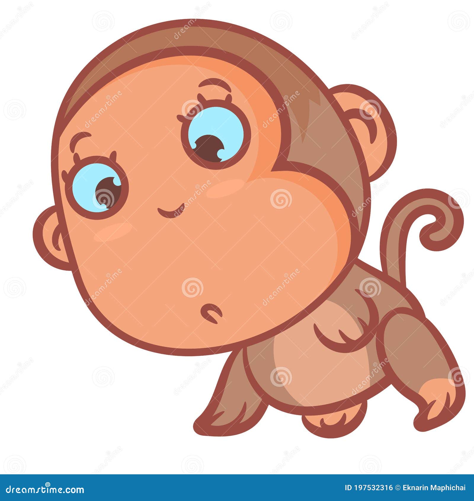 Little Brown Monkey Character Scene Stock Vector - Illustration of ...