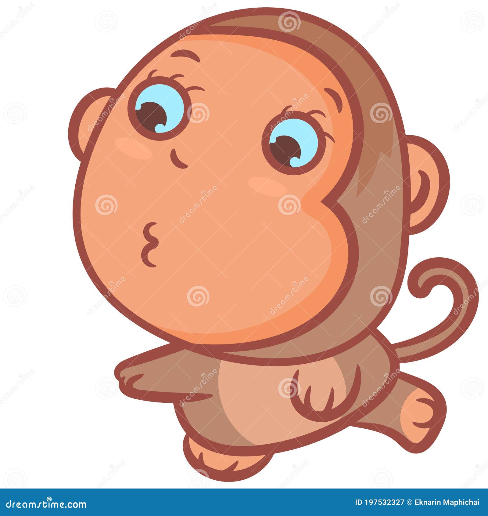 Little Brown Monkey Character Scene Stock Vector - Illustration of ...