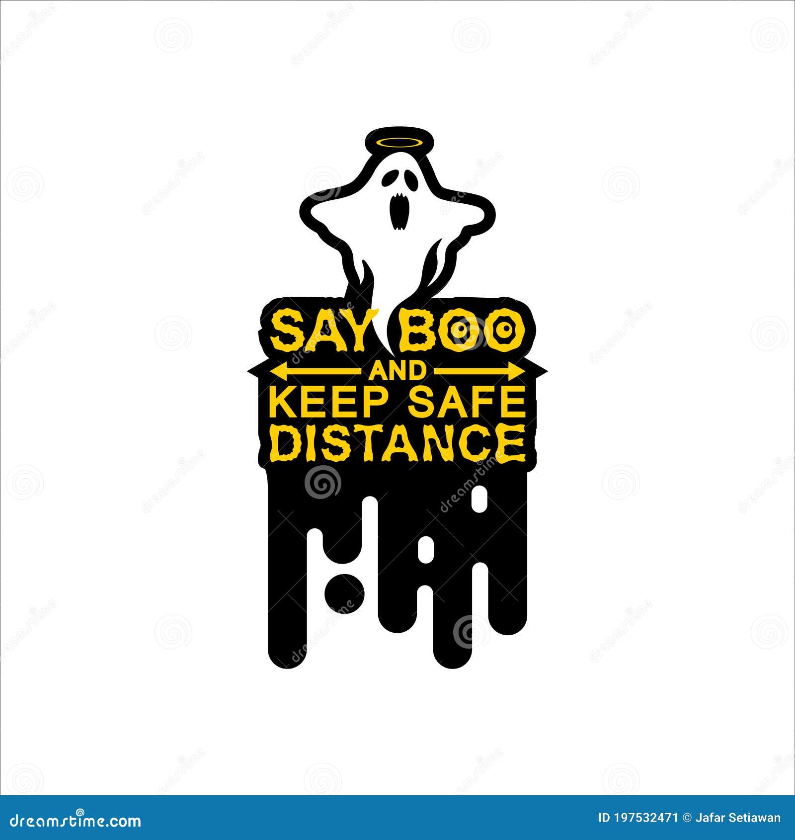 Say Boo and Keep Safe Distance Stock Vector - Illustration of pattern ...