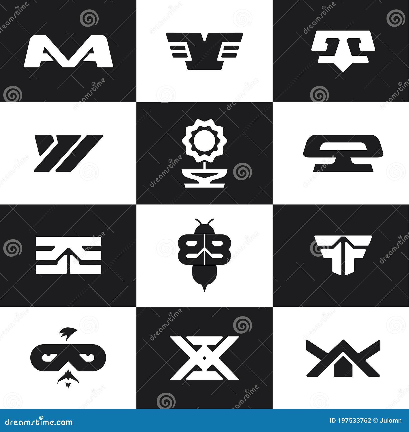 Black and White Abstract Logo Icon Bundle Stock Vector - Illustration ...