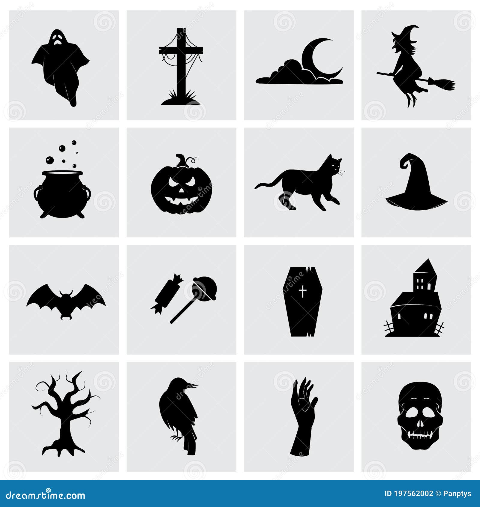 Halloween Vector Icon Set. Collection of Traditional Halloween Symbols ...