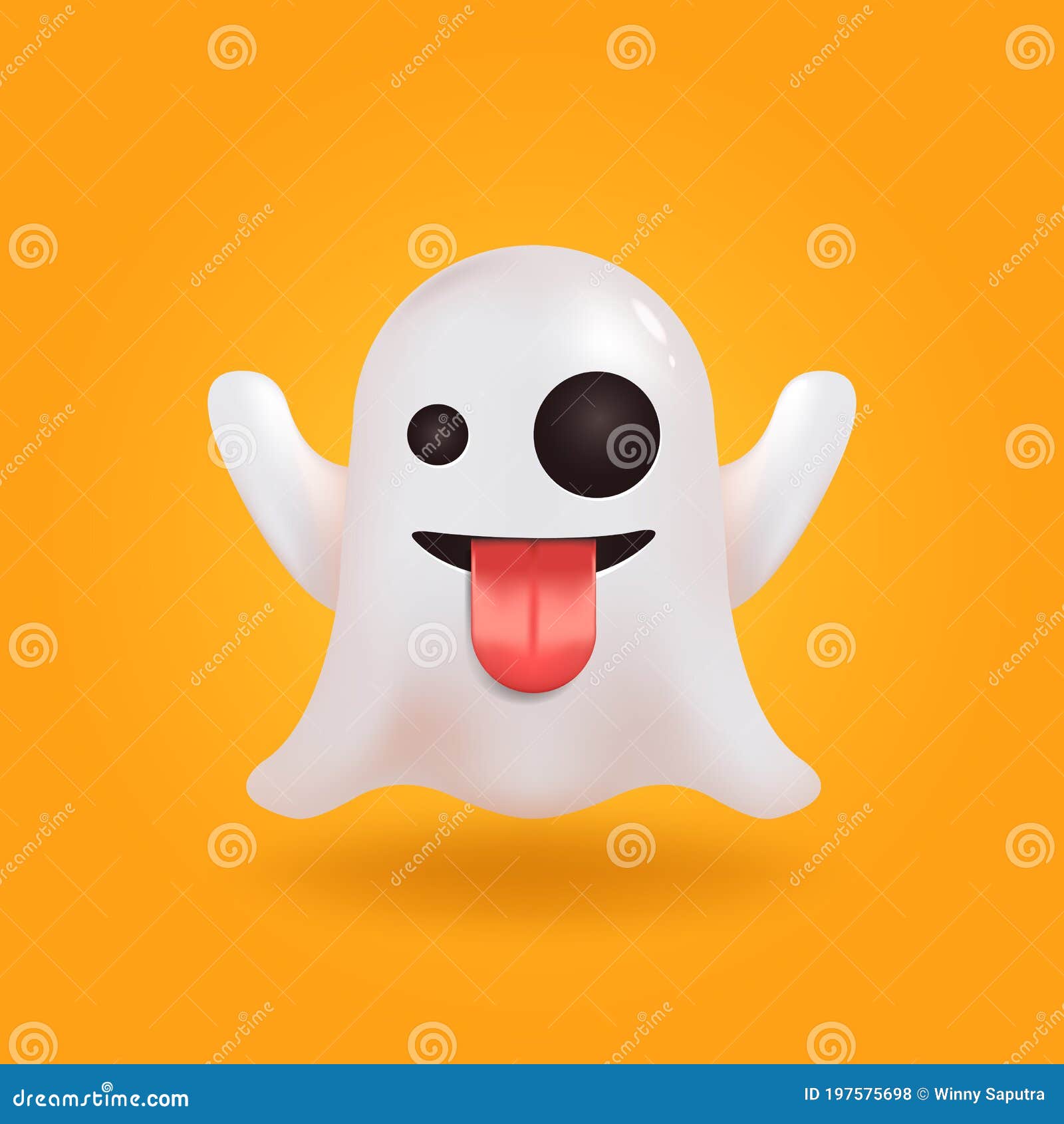 Ghost Social Media Chat Emoticon. Cute Emoji. Realistic 3D Render ...