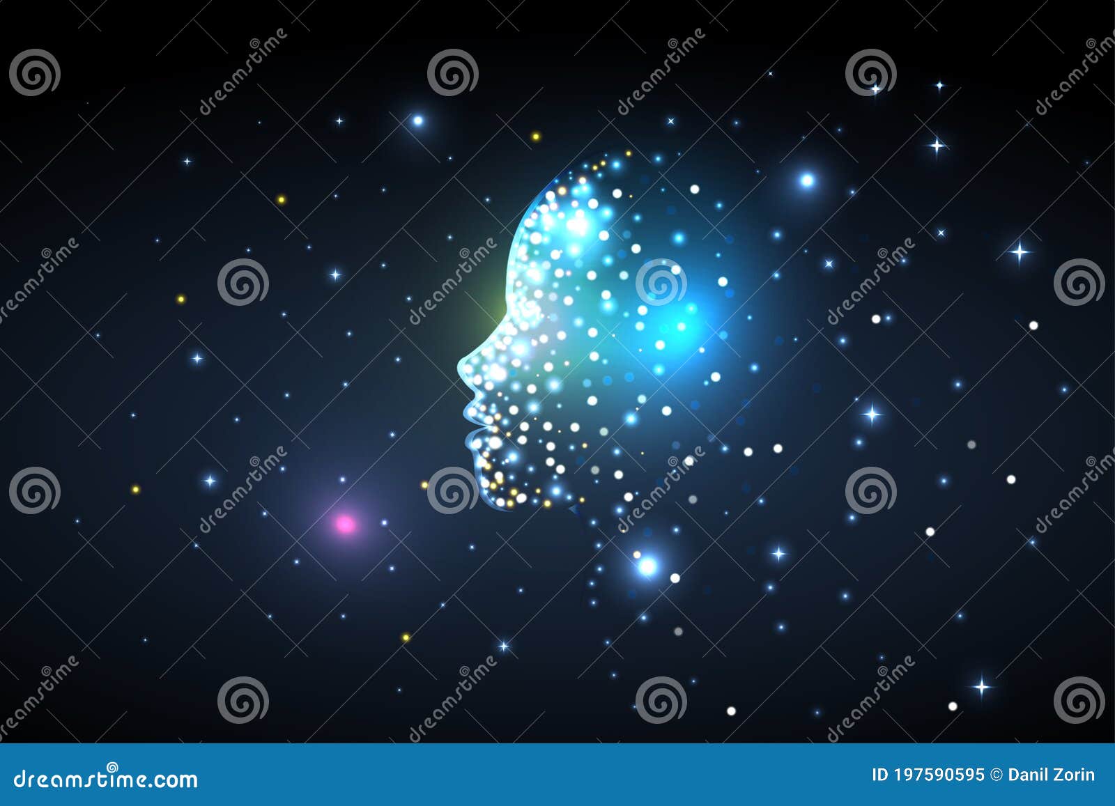 Faces of Glowing Blue Particles, Consciousness, Technology, Soul ...