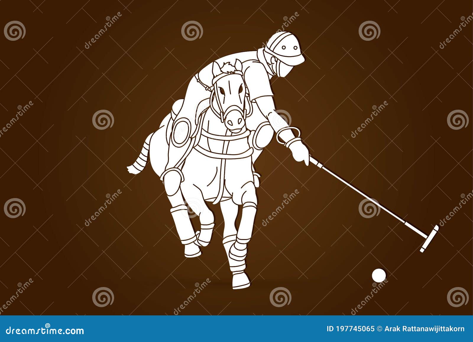 Horses Polo Player Sport Cartoon Graphic Vector Stock Vector ...