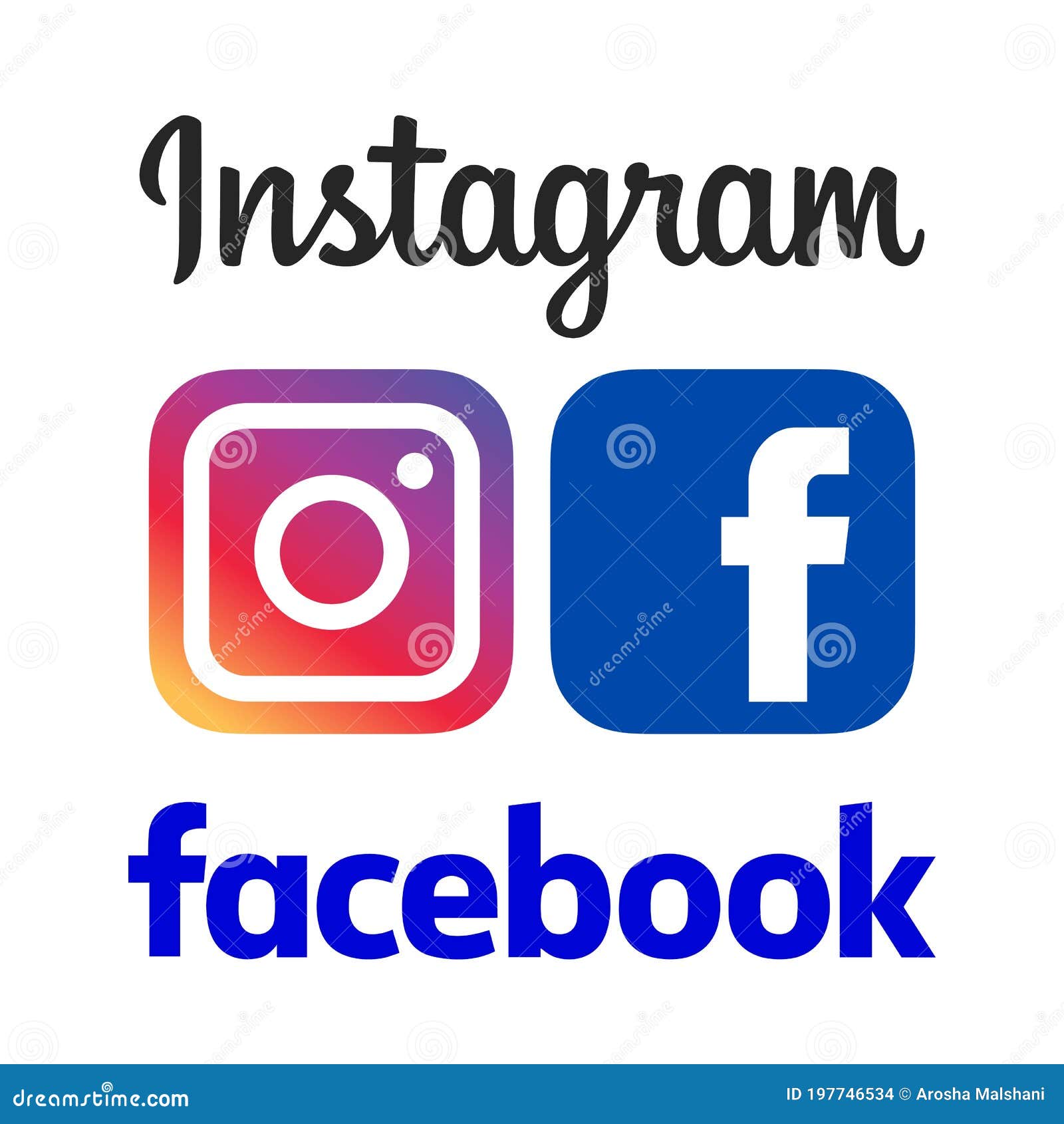 Instagram And Facebook Logo Icons. Isolated On White Background ...