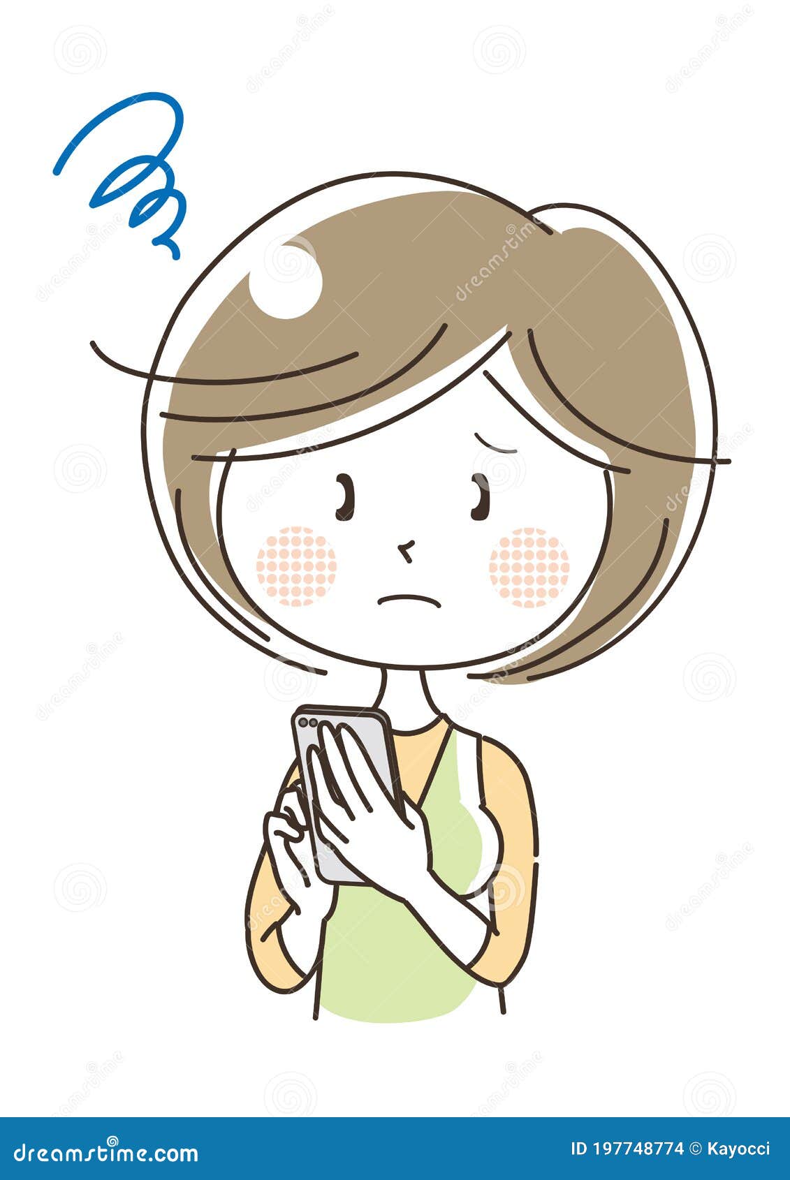 A Woman Operating a Mobile Phone - Trouble Stock Vector - Illustration ...