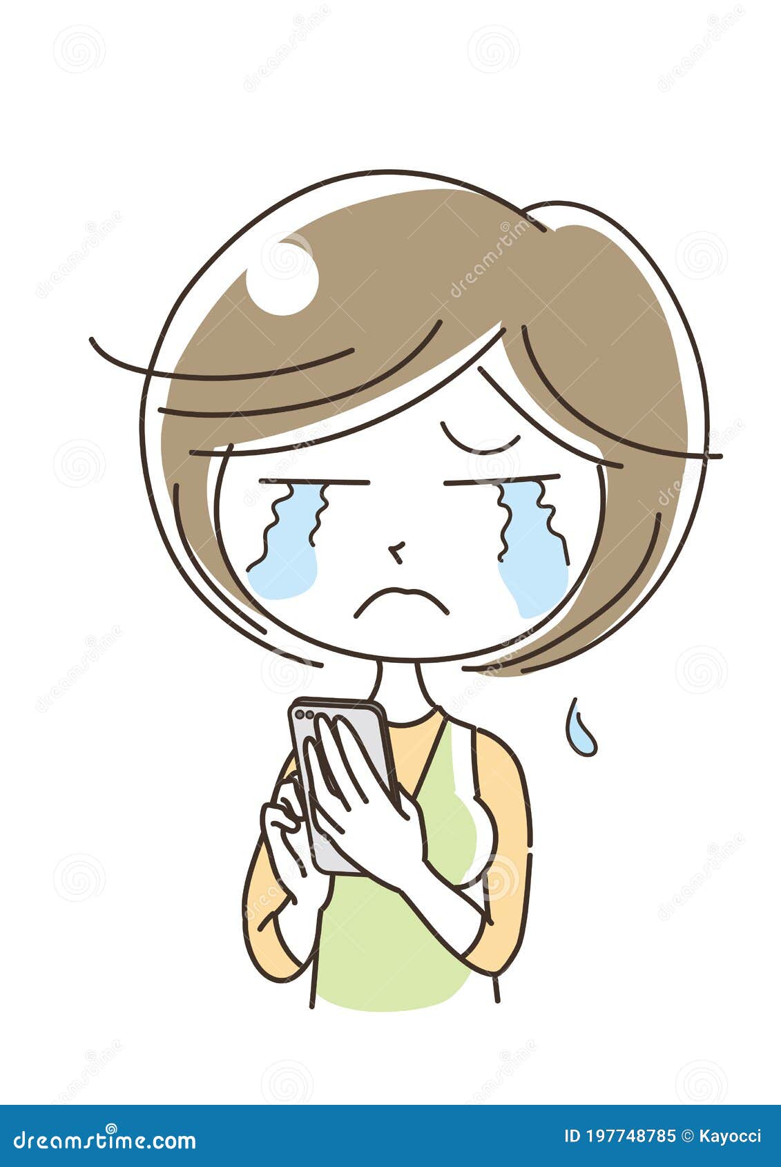 A Woman Operating a Mobile Phone - Cry Stock Vector - Illustration of ...