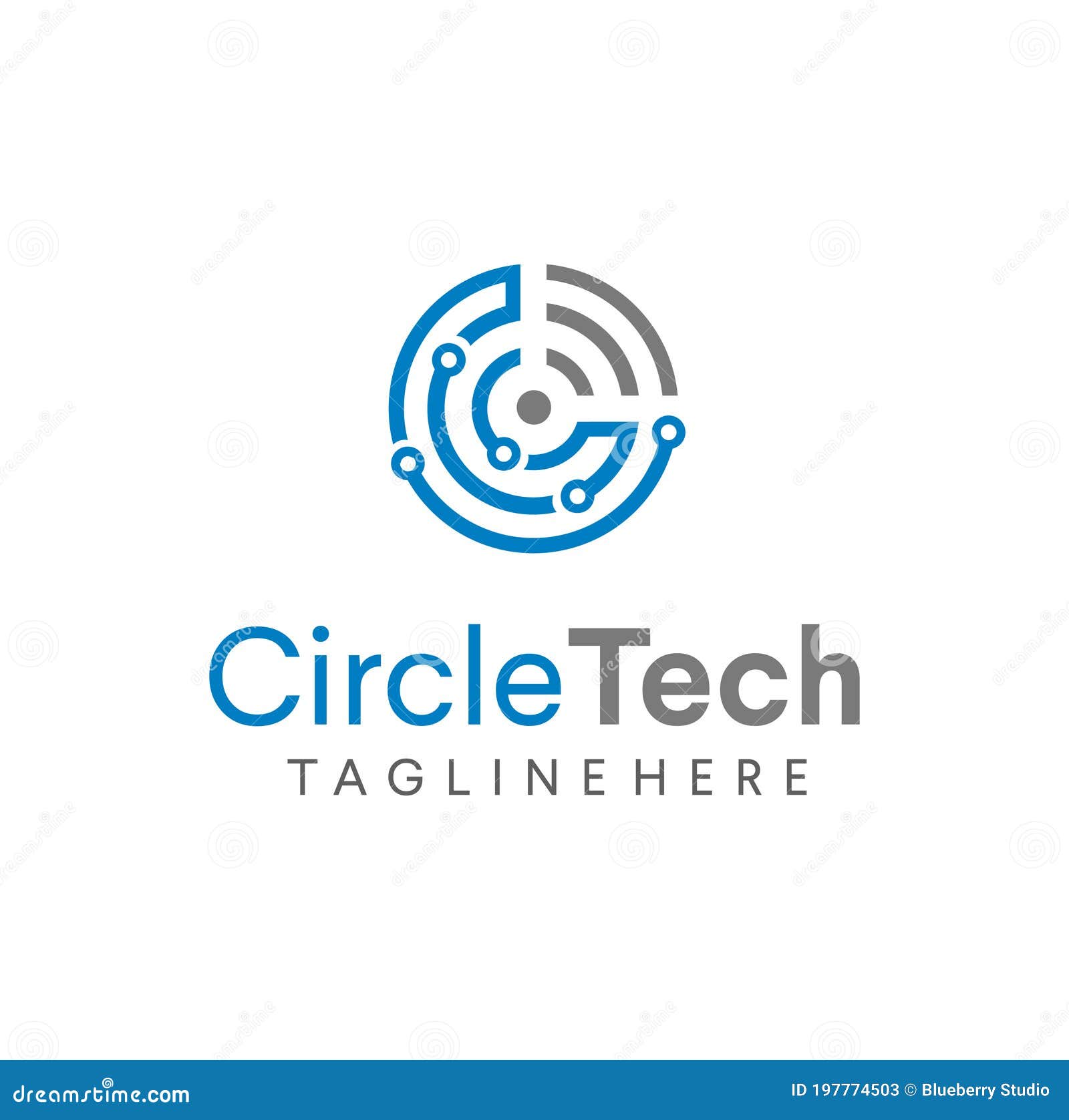 Circle Tech Logo Line Connection Integrate Concept. Round Logo Wifi Smart Technology Internet ...