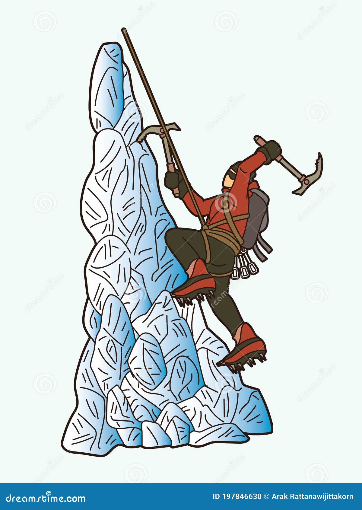 Hiker Climbing Mountain Hiking Cartoon Graphic Vector Stock Vector ...