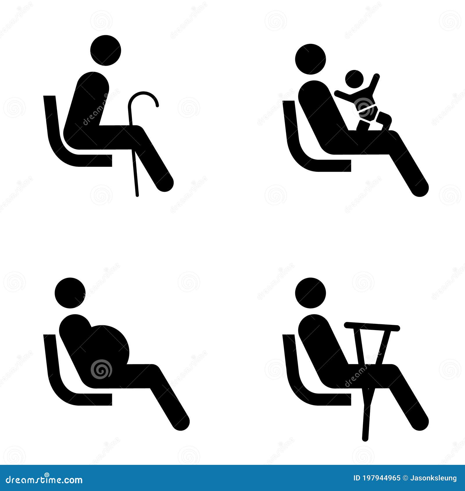 Priority seat icon set stock vector. Illustration of human - 197944965