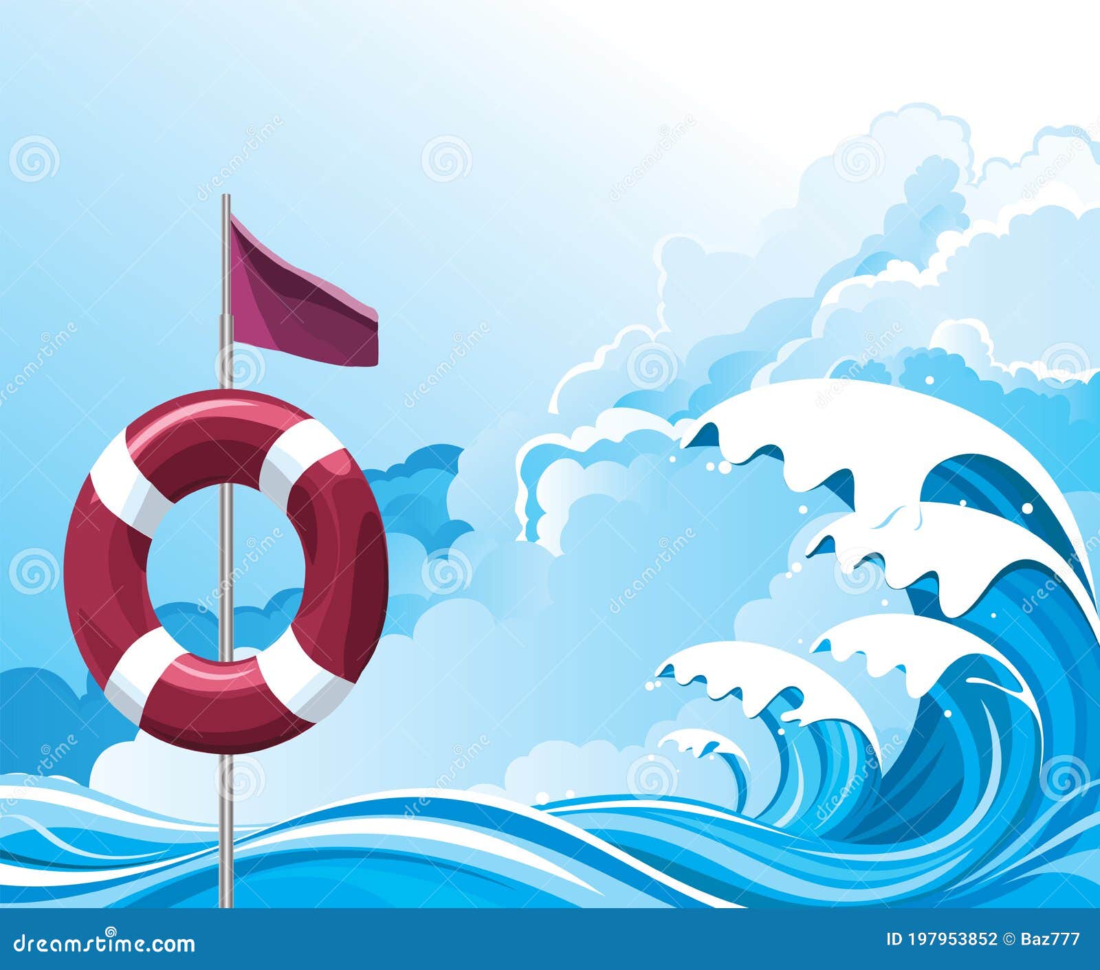 Warning red flag stock vector. Illustration of aquatic - 197953852