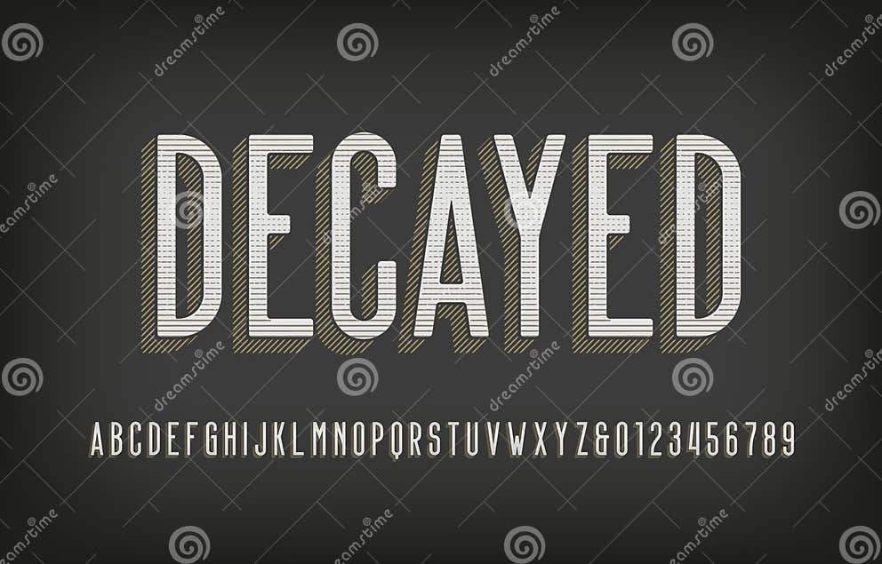 Decayed Alphabet Font. Scratched Vintage Letters and Numbers Stock ...